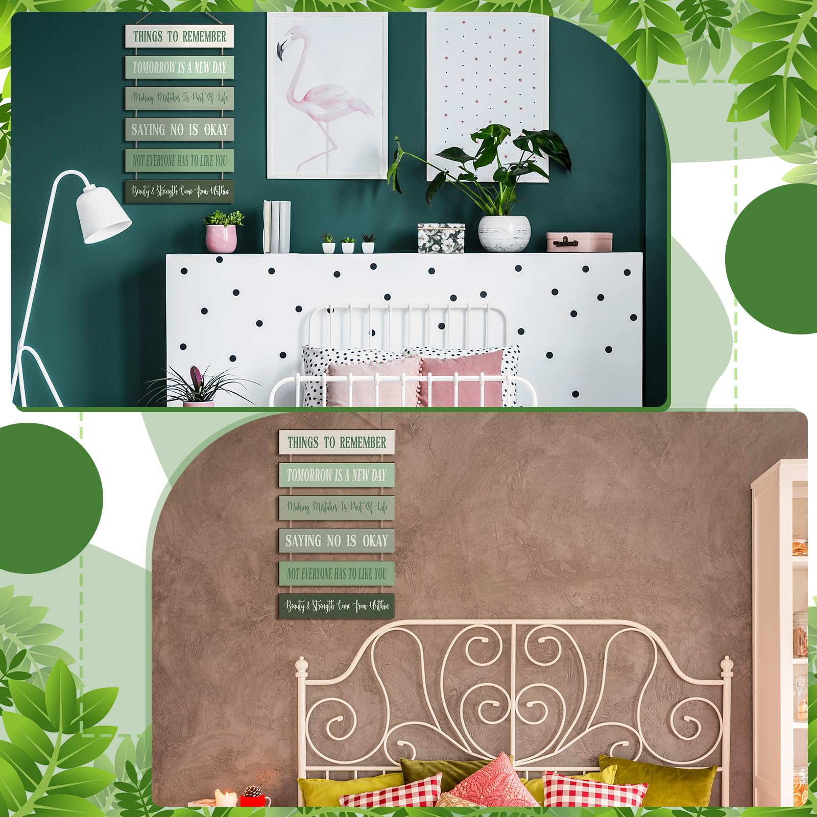 Snapklik.com : Pinkunn Inspirational Wall Art Sage Green Pink Positive ...