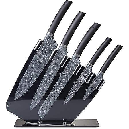 Tower T81534WR Kitchen Knife Set with Acrylic Knife Block, Stainless ...