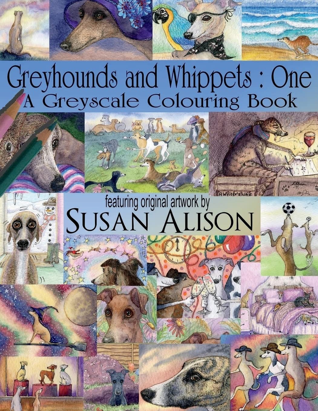 Amazon.com: Greyhounds and Whippets : One : A dog lover's greyscale ...