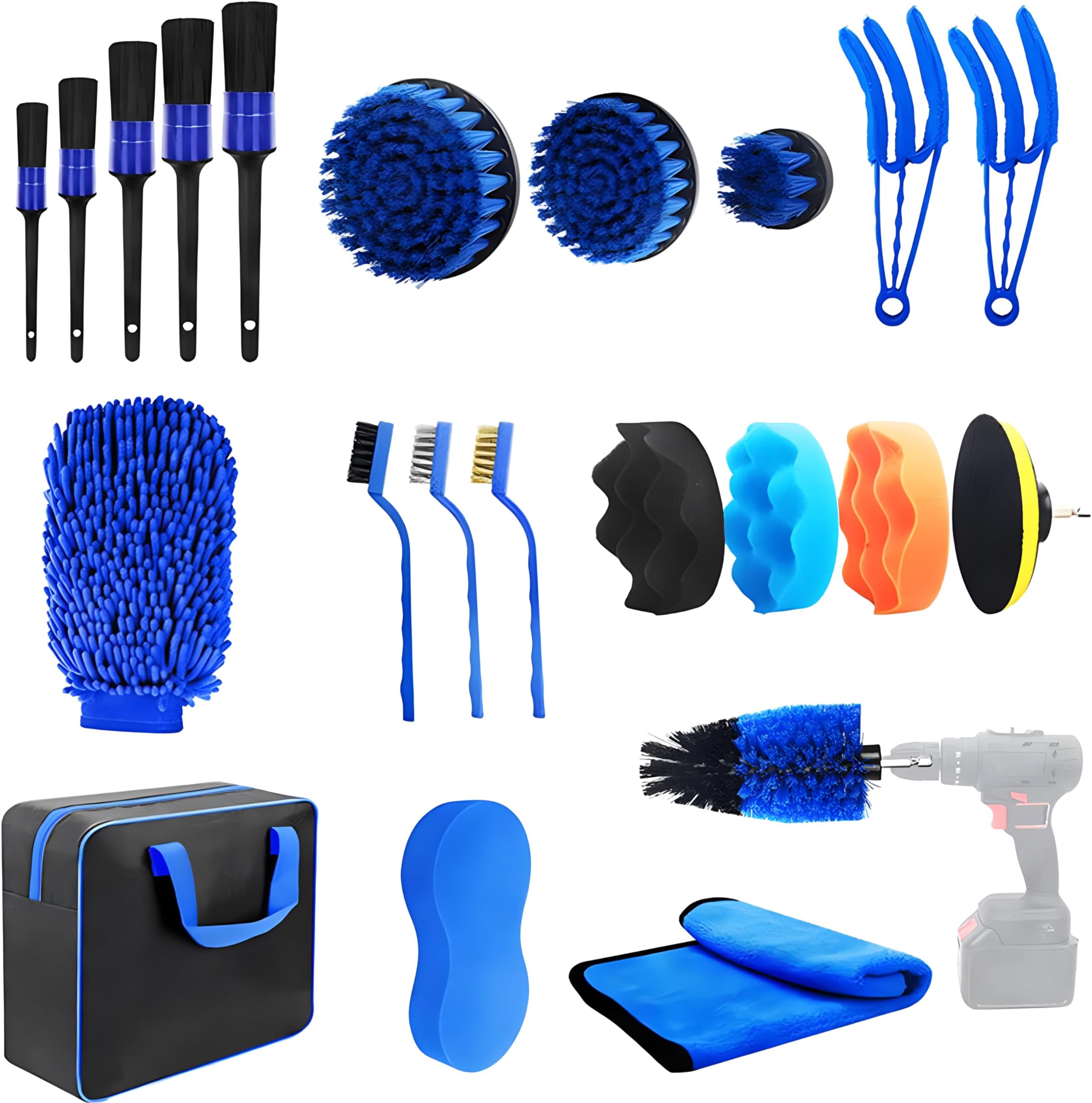CHOT 22Pcs Car Wash Cleaning Kits Car Detailing Scrub Brush Set Multi ...