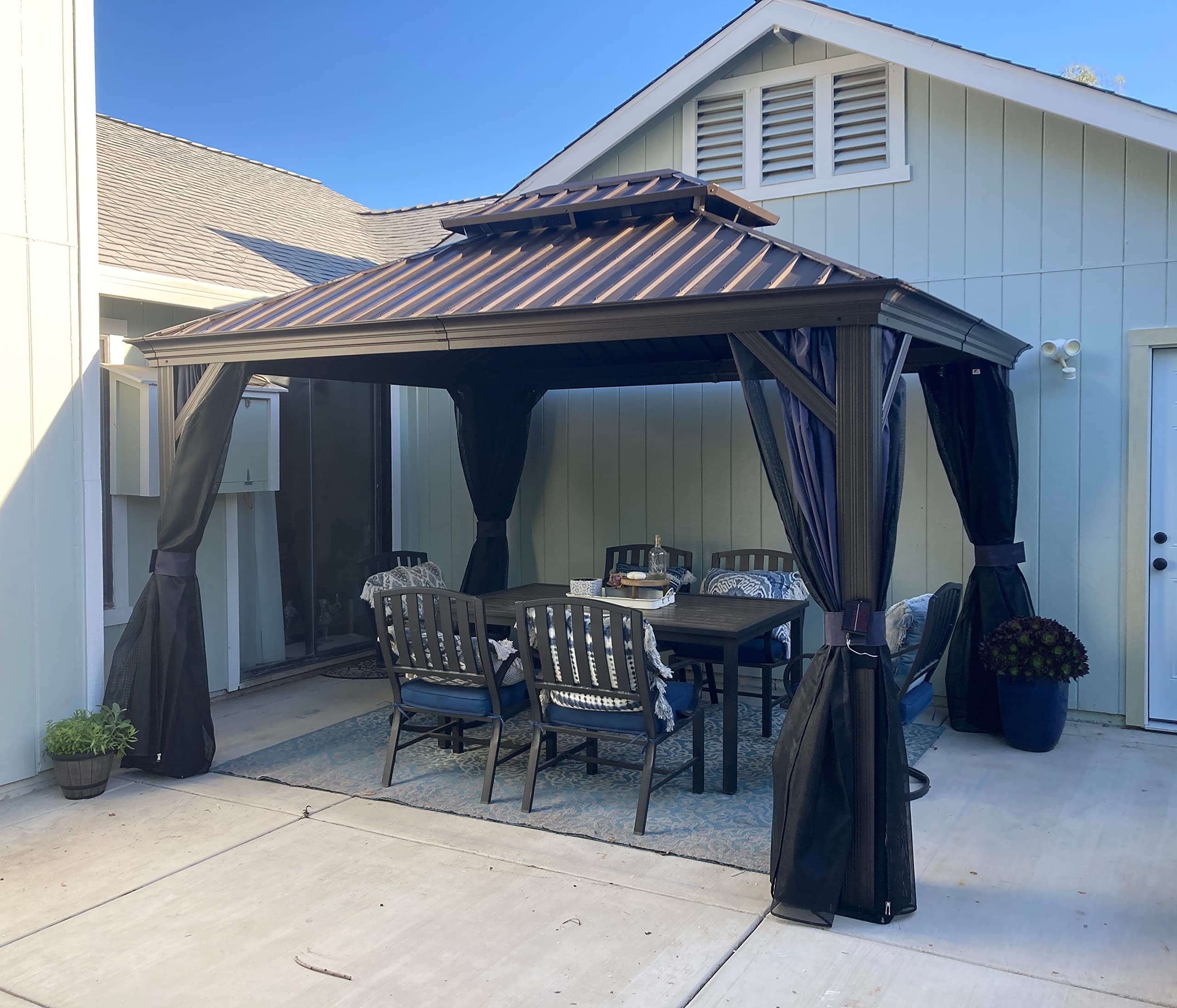 PURPLE LEAF 10' x 13' Outdoor Hardtop Gazebo Canopy Outside Metal Roof ...