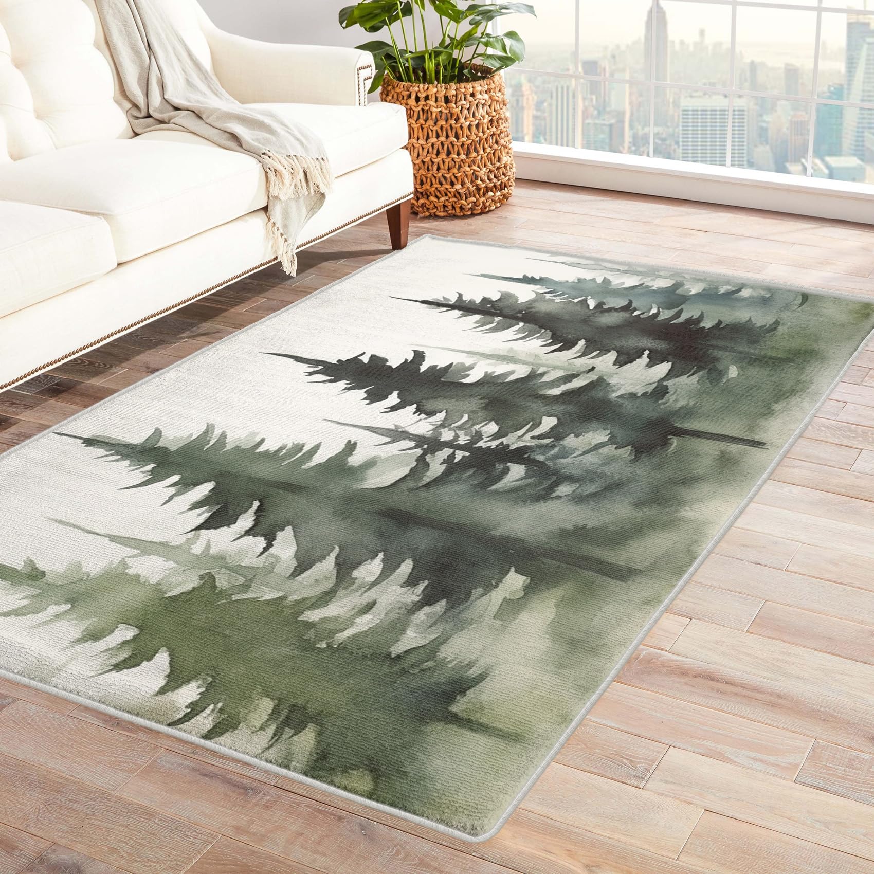 Amazon.com: Tzvjxln 2x3 ft, Washable Pine Tree Area Rug - Woodland ...