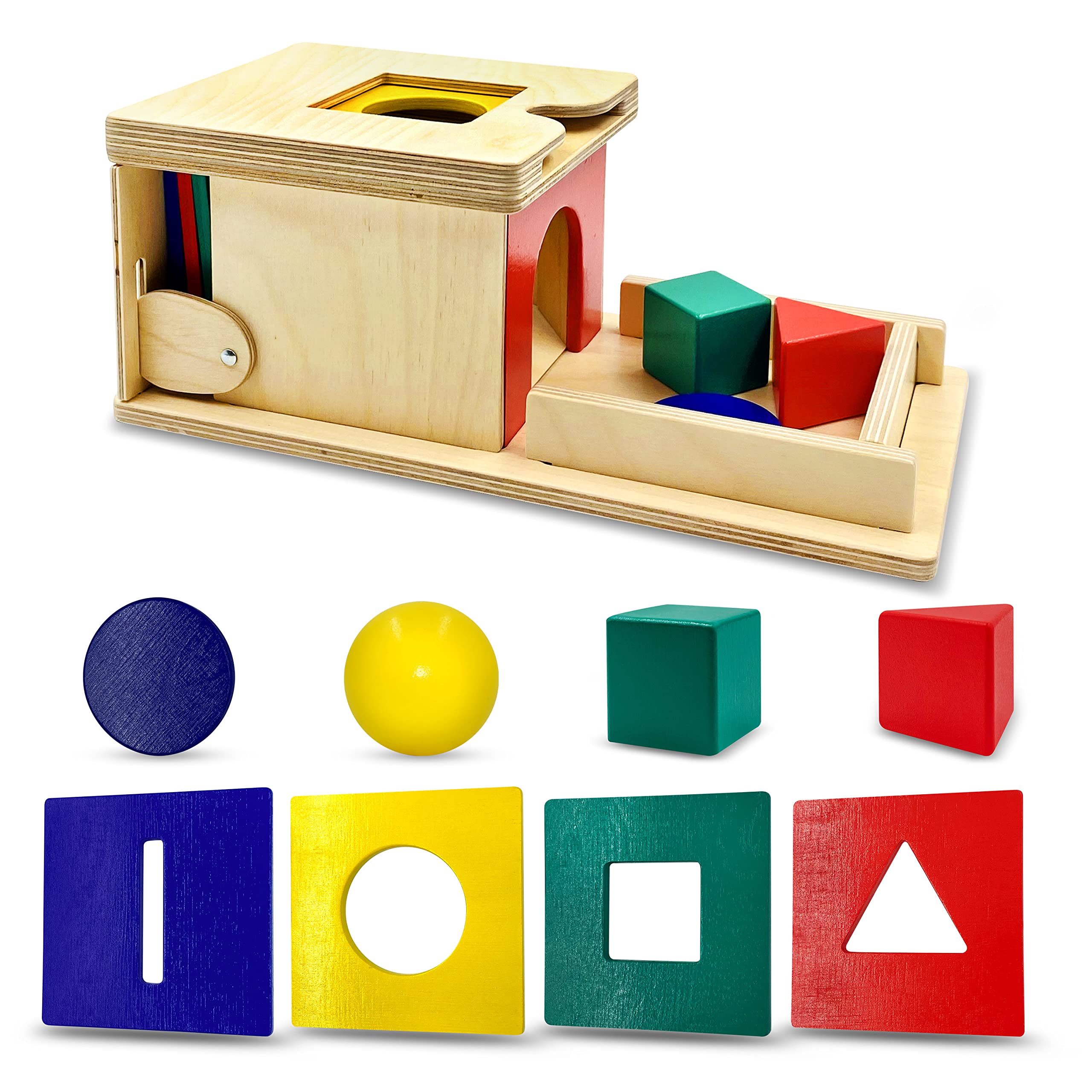 Buy Montessori Wooden Shape Sorter & Object Permanence Toy with New ...