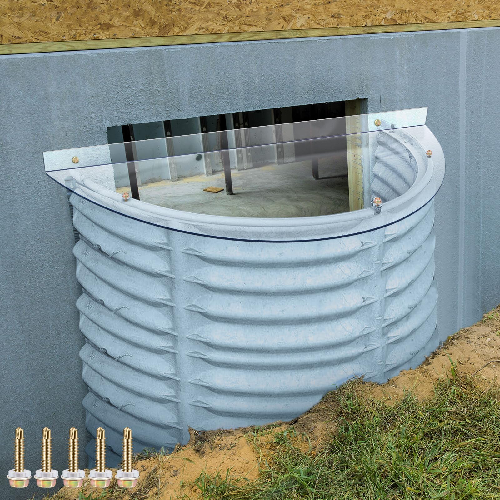 Shape Products 39" x 17" Semi Circle Basement Window Well Cover Outside ...