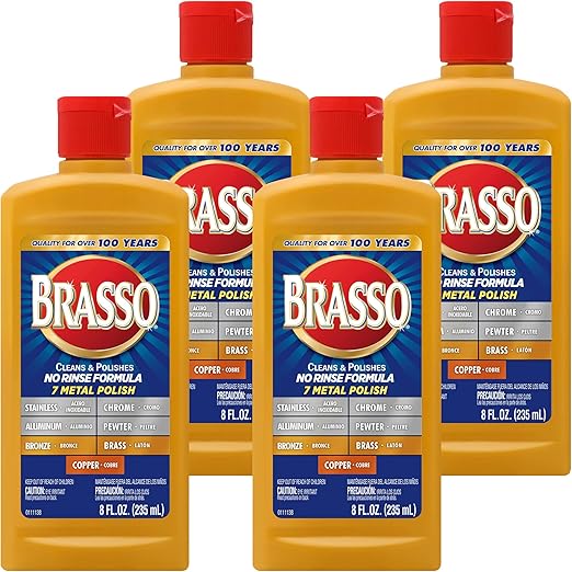 Brasso Metal Polish, 8 oz Bottle for Brass, Copper, Stainless, Chrome ...