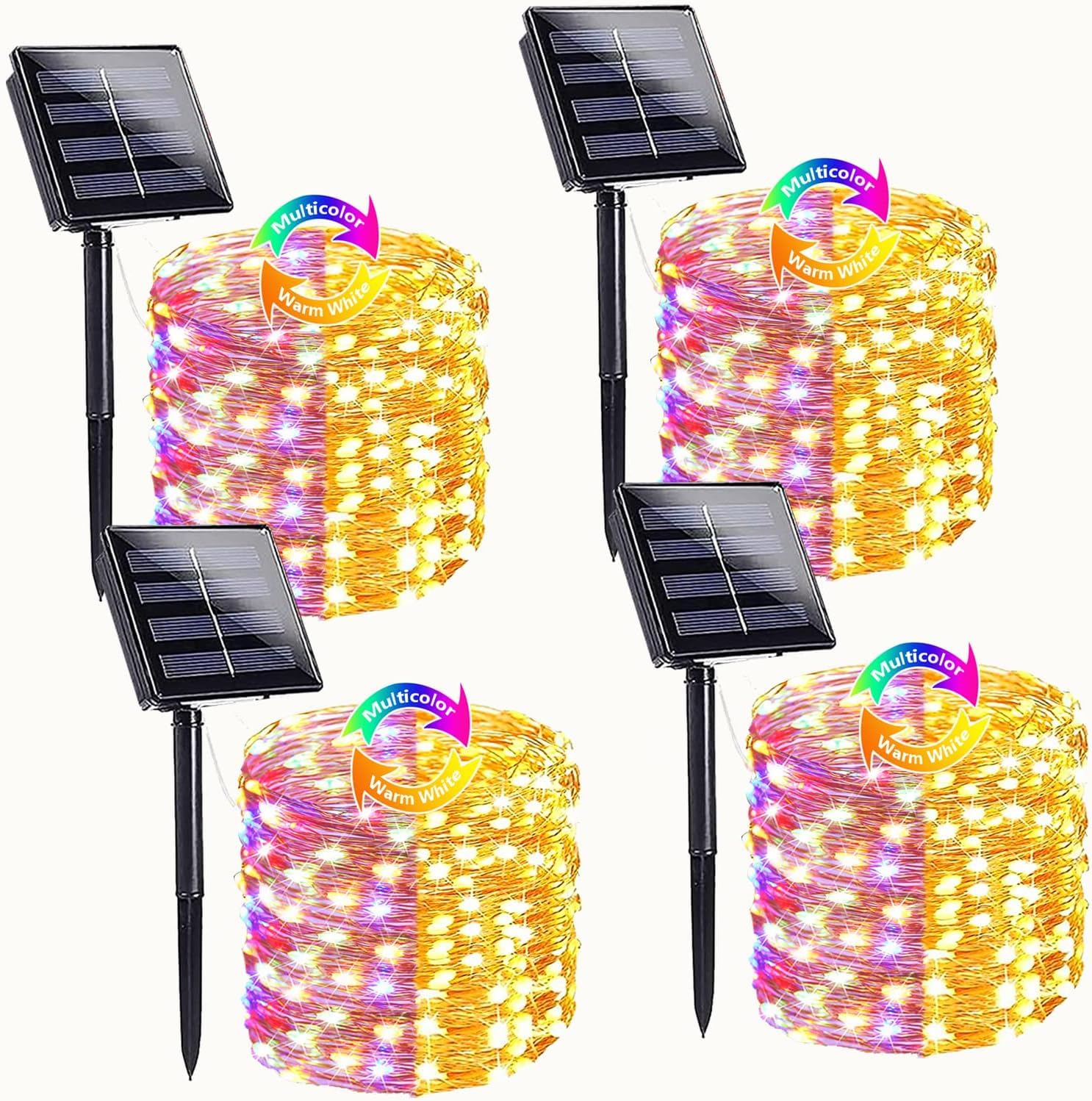 Color Changing 4-Pack 160FT 400 LED Solar String Lights Outdoor ...