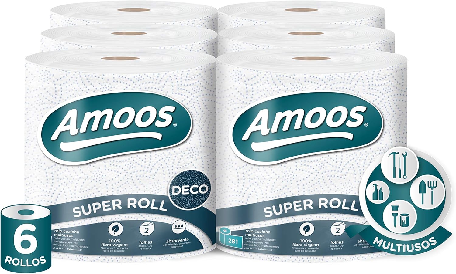 Amazon.com: Amoos Multi-Purpose Roll 2 Layers Super Roll Deco Pack of 6 ...