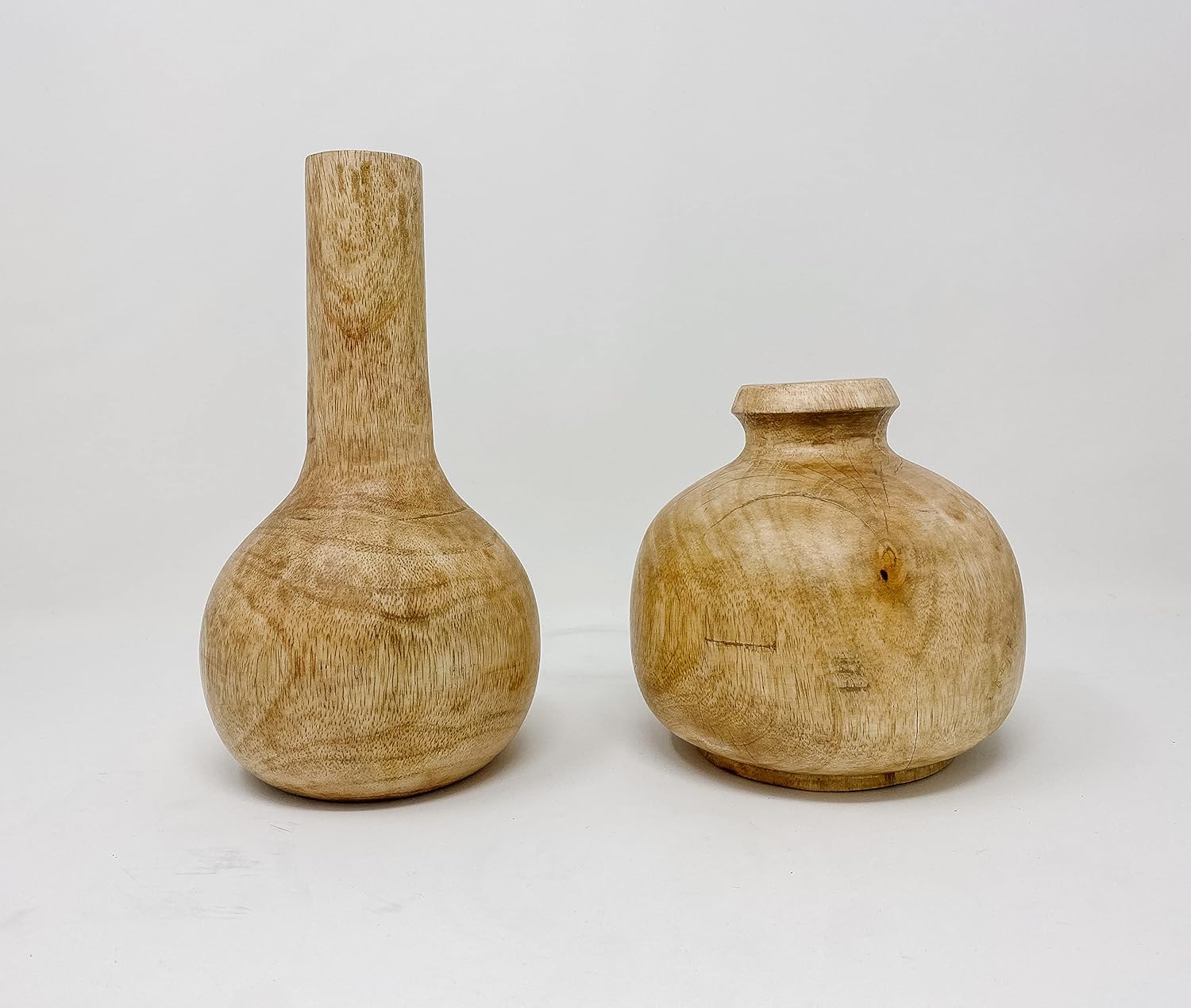 Amazon.com: Set of Three Wooden Vases in Natural Finish - Small Medium ...