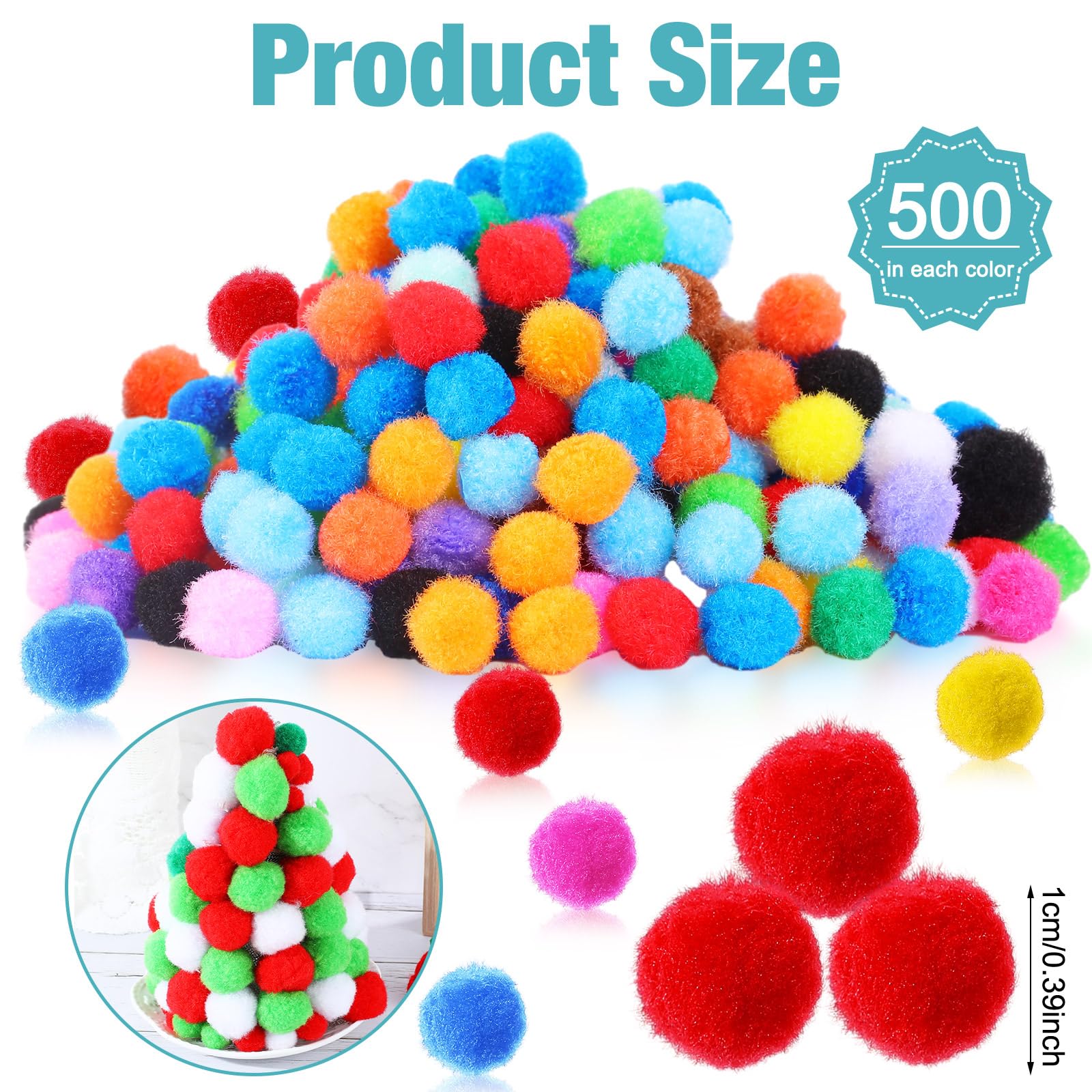 Snapklik.com : 10000 Pcs Multicolor Pom Poms For Crafts 1 Cm Fuzzy ...