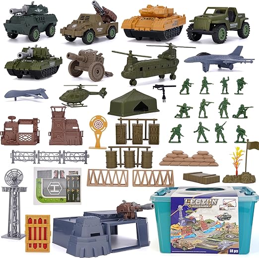 Amazon.com: 59Pcs Army Men Toys Set Including Military Base, Vehicles ...
