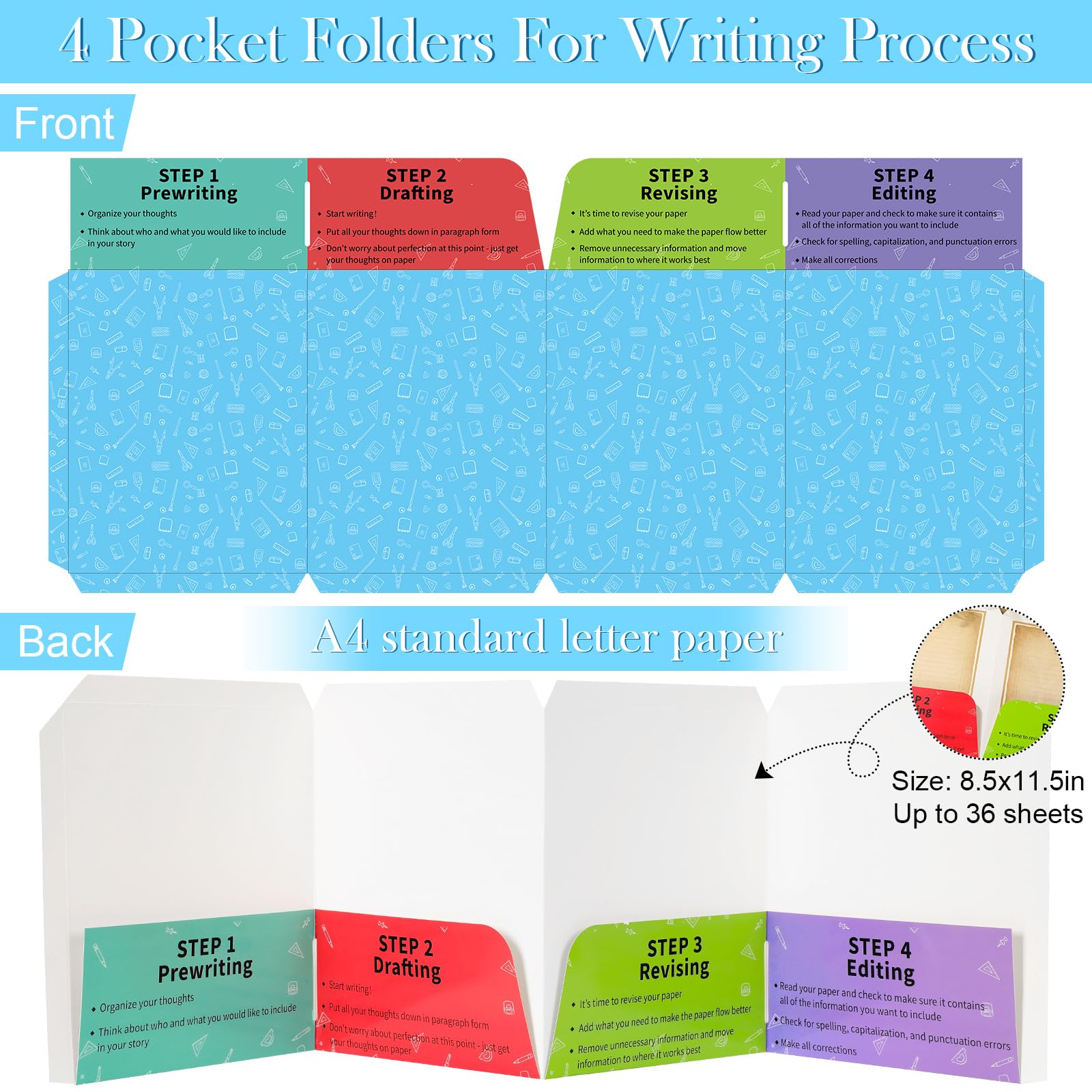 Writing Progress Tracking Folders 24 Pack Writing Process Pocket ...