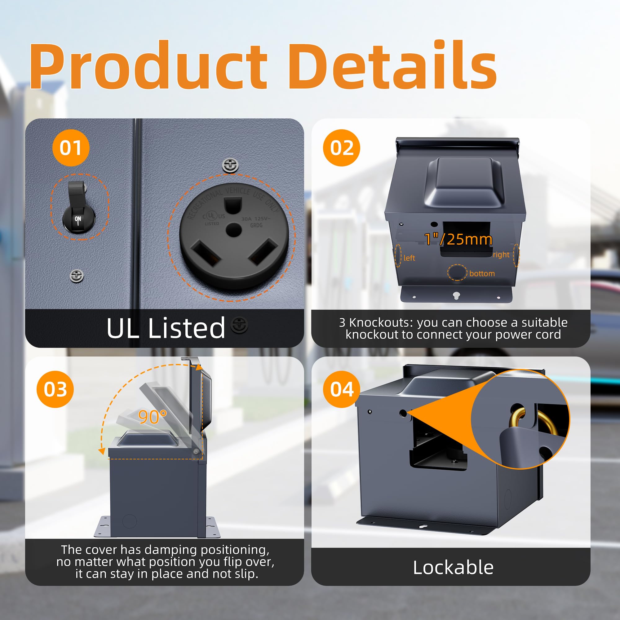 Snapklik.com : Joinfworld 30 Amp RV Power Outlet Box