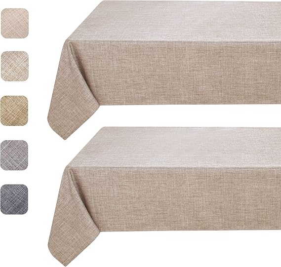Amazon.com: Fitable Faux Linen Tablecloths Rectangle 60 x 102 Inch - 2 ...