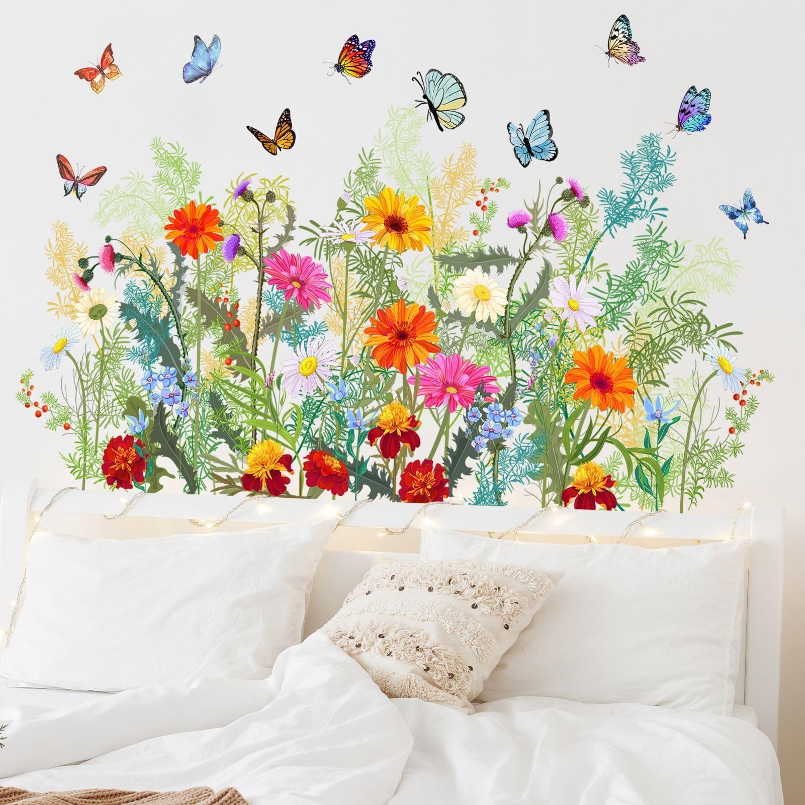 Amazon.com: Runtoo Garden Flower Wall Art Decals Floral Baseboard ...