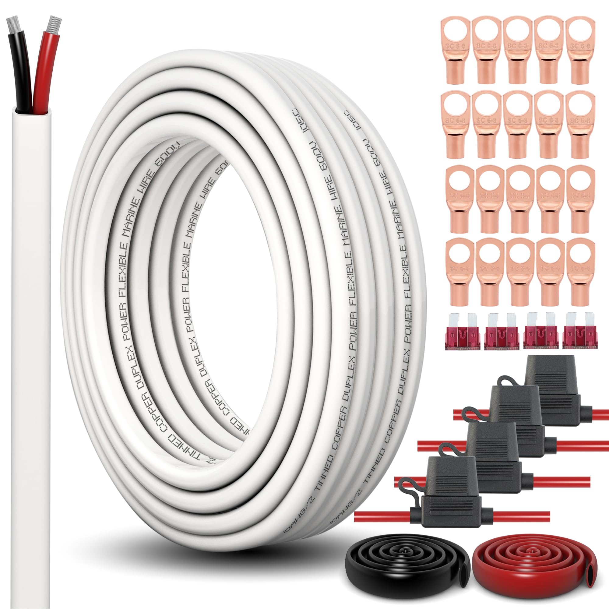 Snapklik.com : Ruikarhop 10 Gauge Duplex Marine Wire Tinned Copper Boat ...