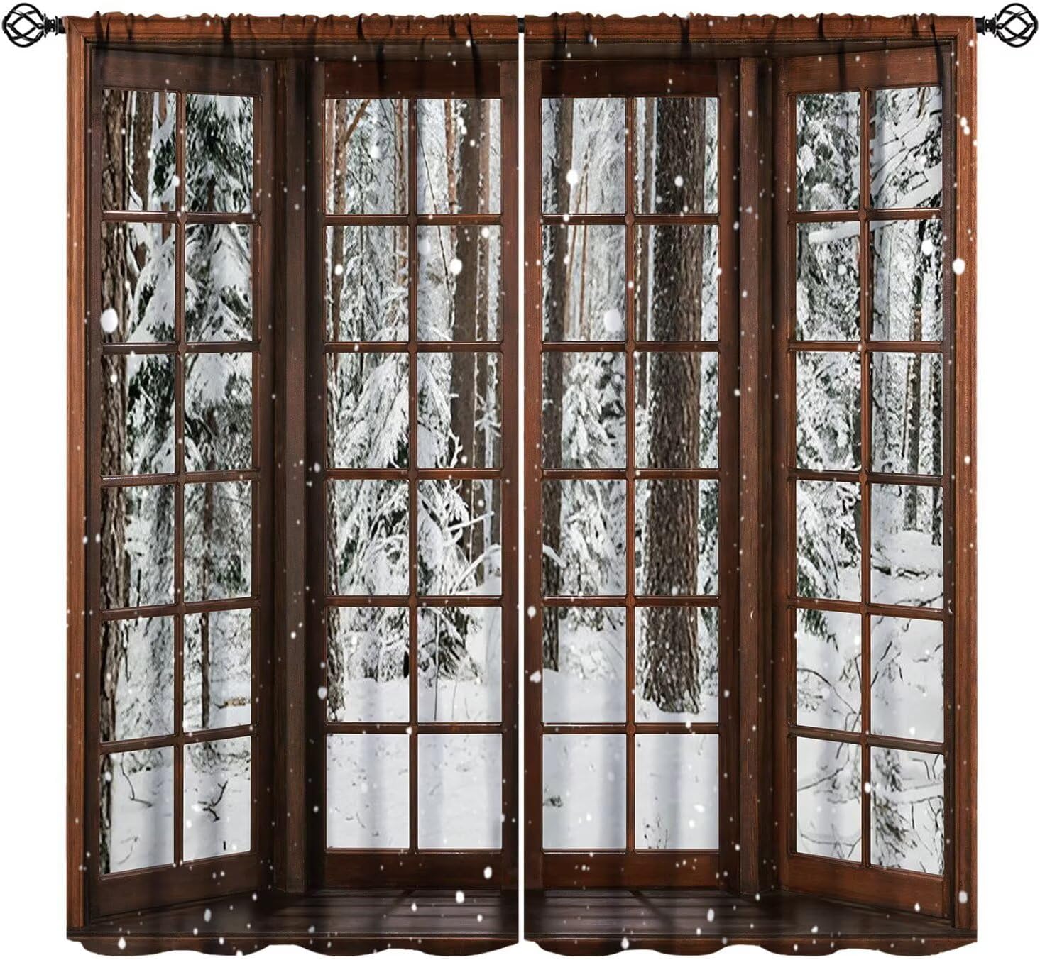Amazon.com: JanJCurt Pine Forest Curtains, Winter Snowy Pinewood Nature ...