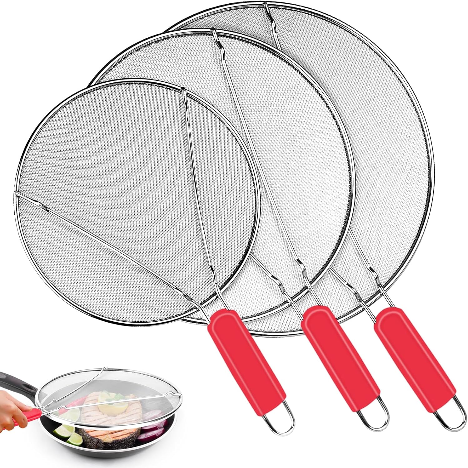 Amazon.com: Stainless Steel Splatter Screen for Frying Pan - 9.8" 11.4 ...