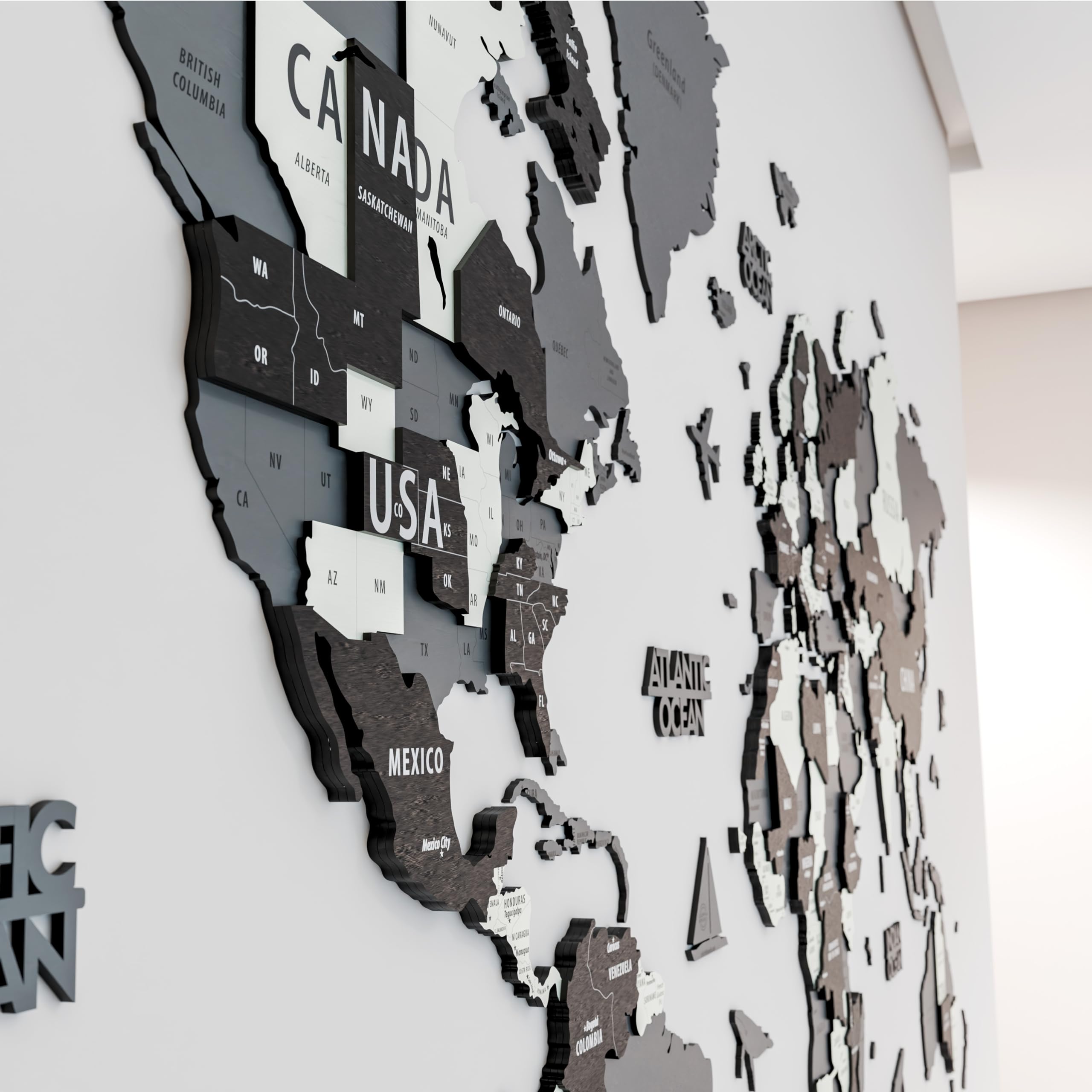Amazon.com: Colorfull Worlds 3D Wooden World Map Wall Art | Unique Wall ...