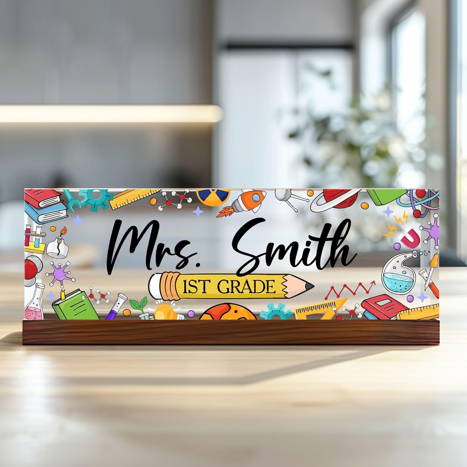 Amazon.com: Extous Personalized Teacher Desk Name Plate, Custom Name ...