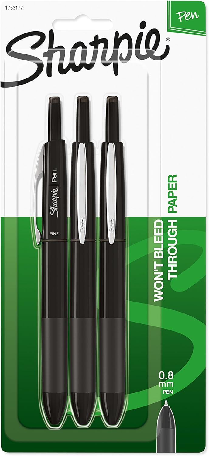 Amazon.com : Sharpie Retractable Fine-Point Pens, Colored Ink, 3 Pack ...