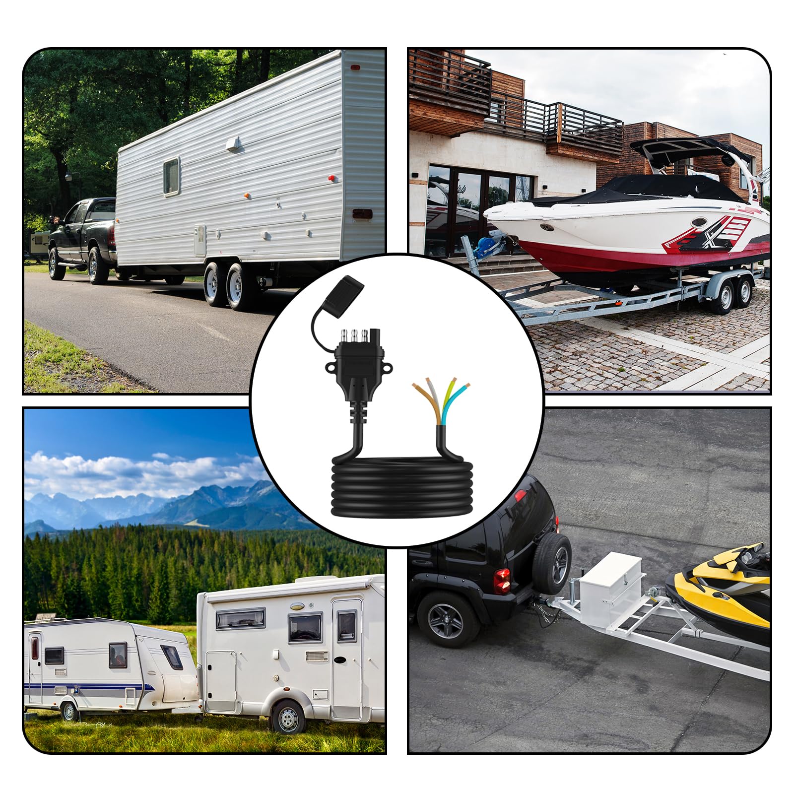 Snapklik.com : Gubrdfrsod 16AWG 20FT 4 Pin Trailer Connector Black 4 ...