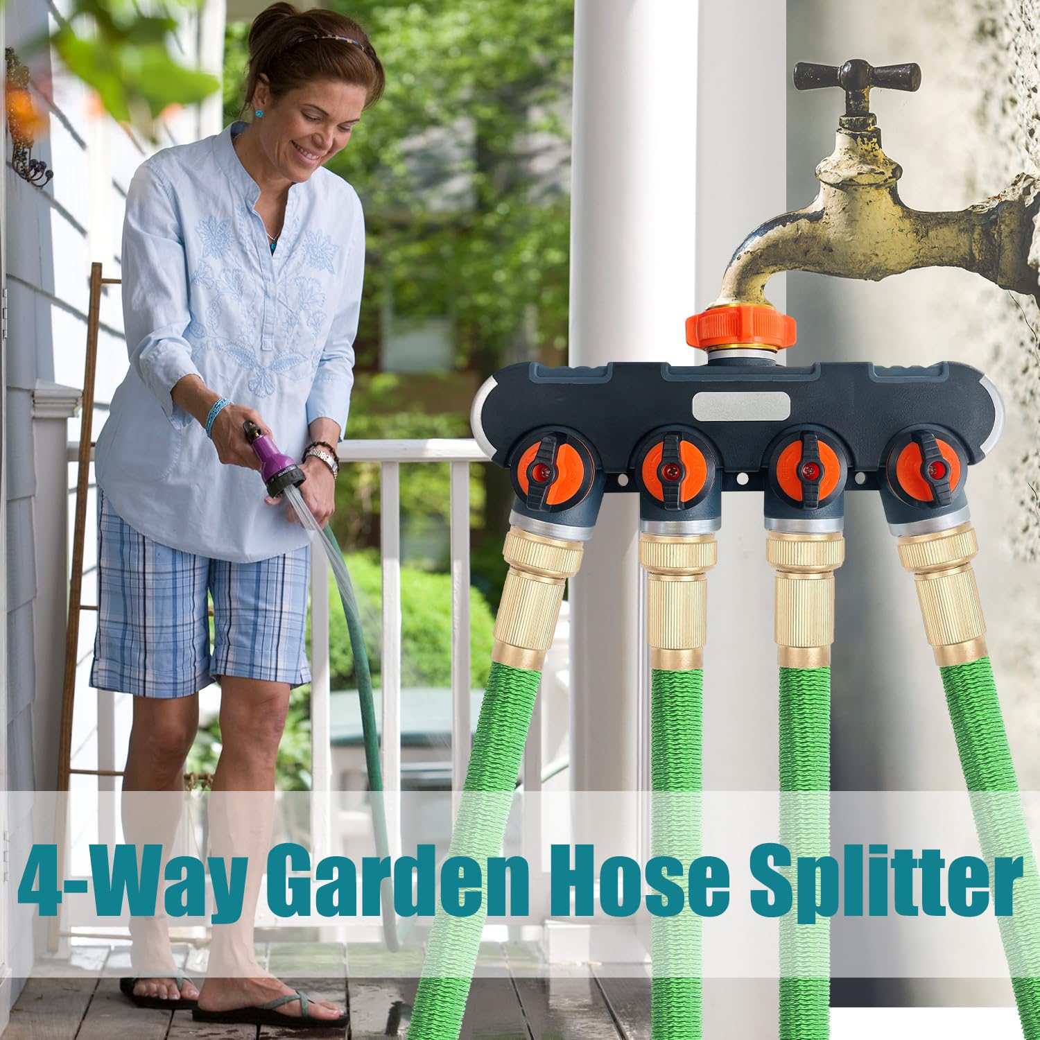 Snapklik.com : Socpuro 4 Way Garden Hose Splitter, 3/4
