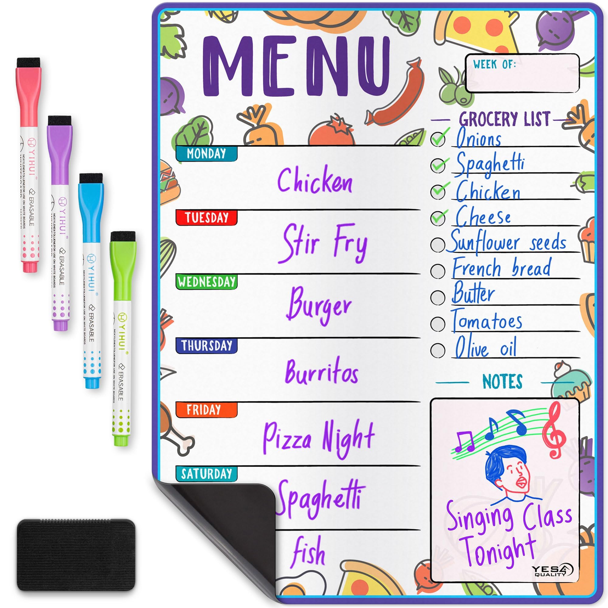 Amazon.com : Magnetic Dry Erase Menu Board for Fridge (Fruit, 16x12 ...
