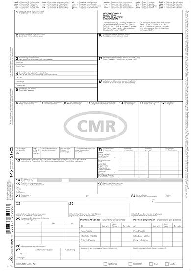 RNK - Verlag CMR-fraktbrev för Internationell Vägtransport, DIN A4 : Amazon.se: Kontorsprodukter