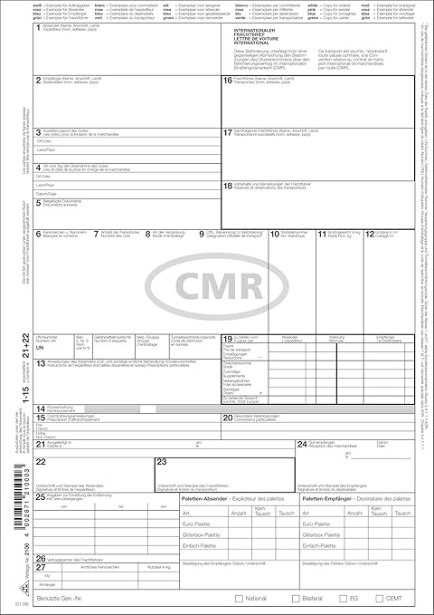RNKVERLAG 2100 – International Consignment Note (CMR) – SD, 1 x 4 ...