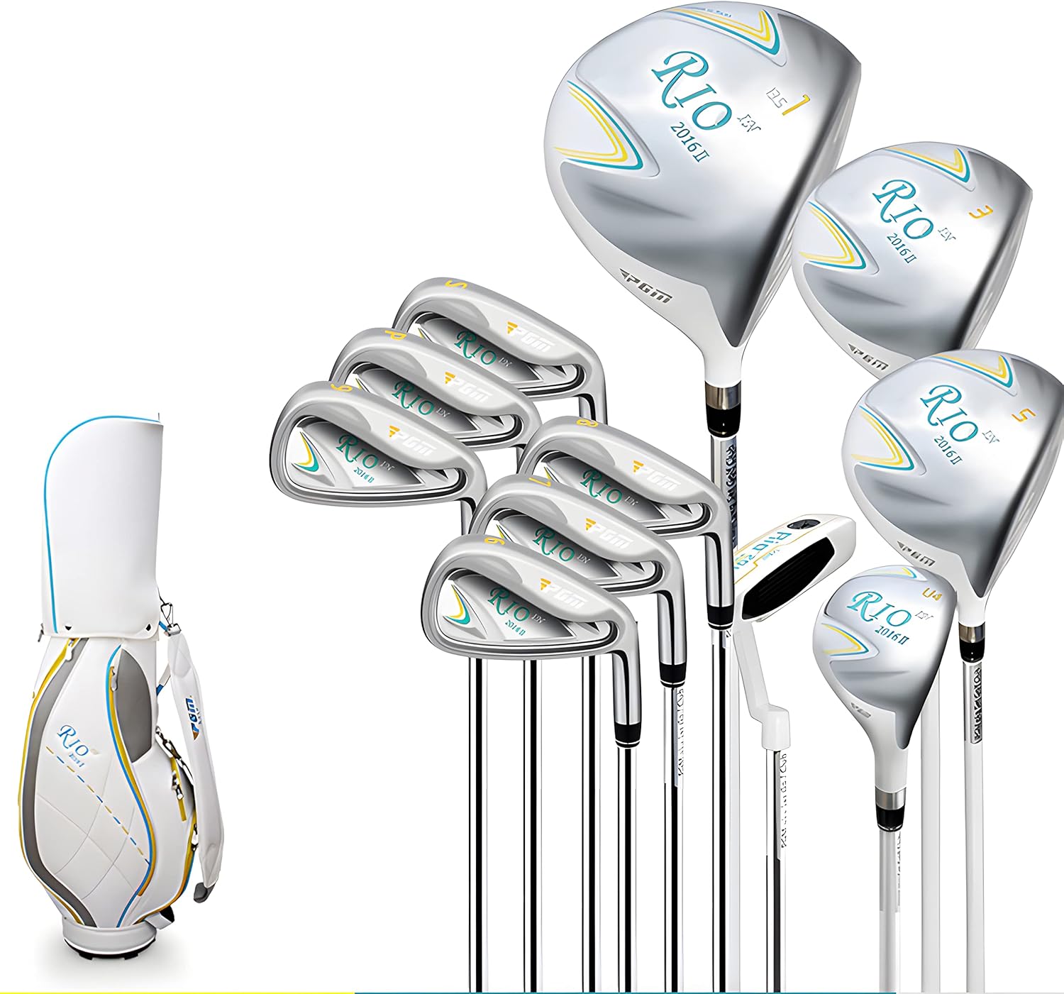 Amazon.com : PGM Rio Womens Right Handed Golf Clubs Set Sliver Ladies ...