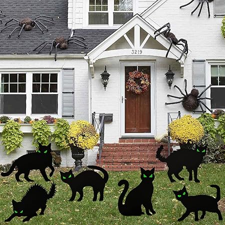 Amazon.com : Halloween Yard Decorations Outdoor Signs - 5pcs Black Cat ...