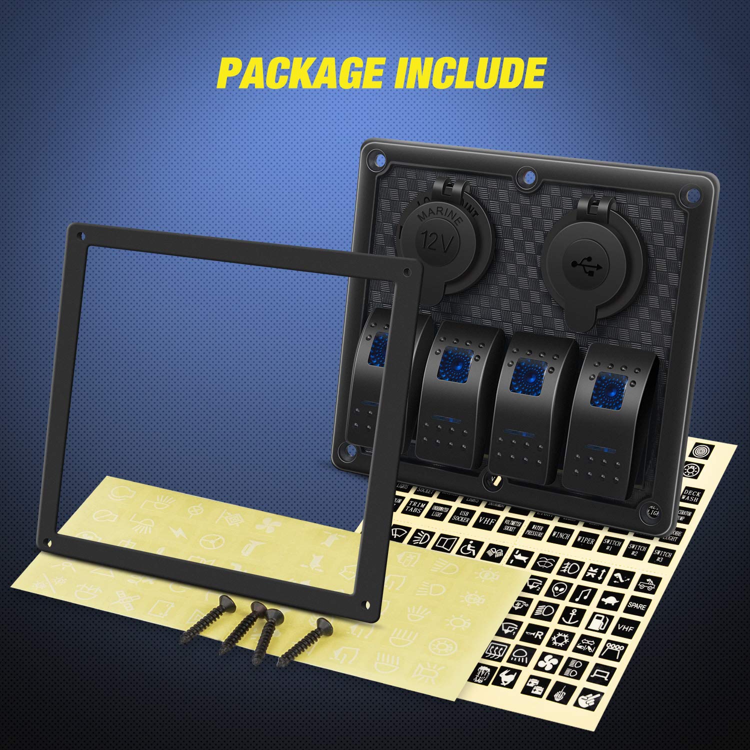 Auxbeam Switch Panel Nilight 4 Gang Rocker Switch Panel With USB ...