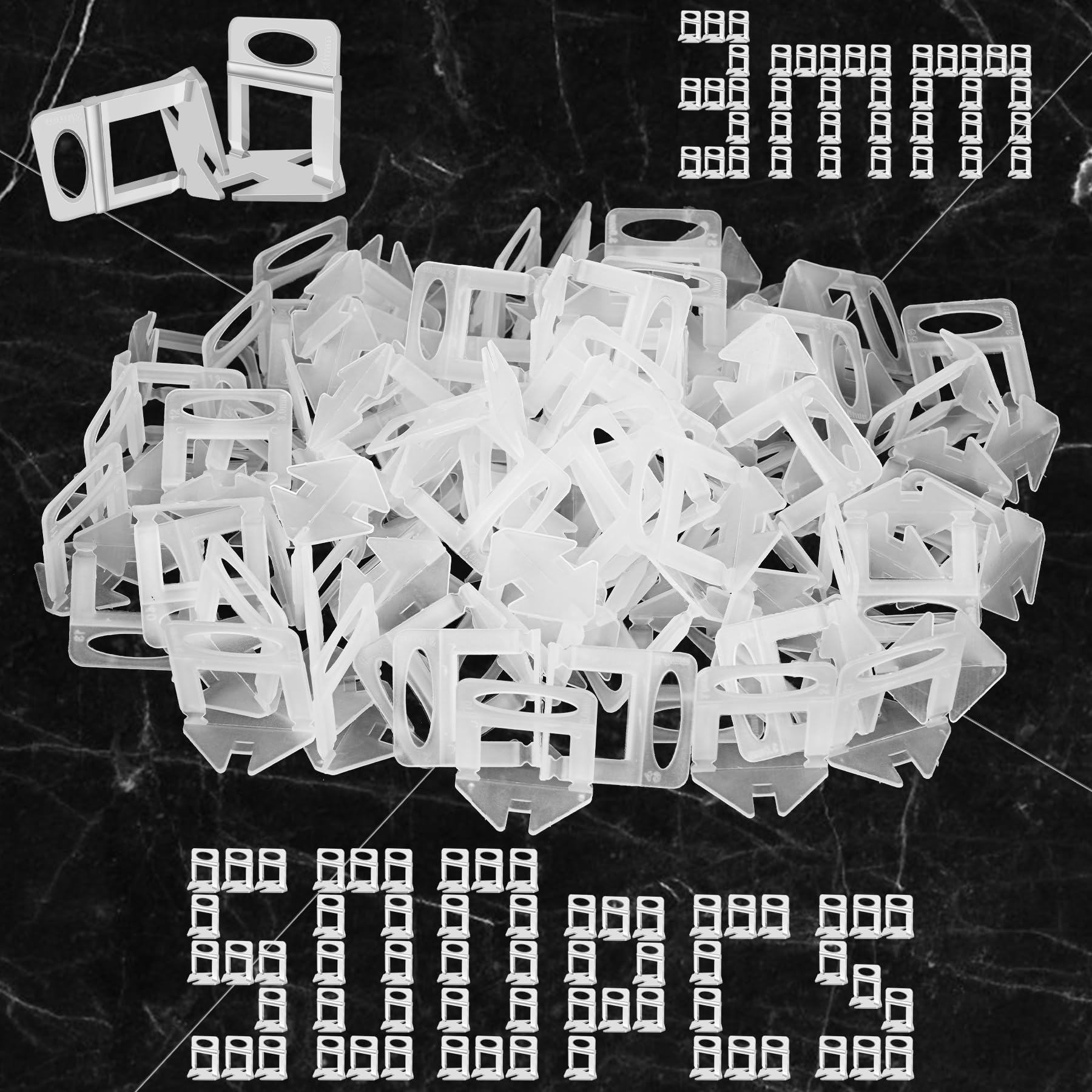 Tile Leveling System Clips 1/8 Inch (3mm) 500Pcs Tile Spacers Leveling ...