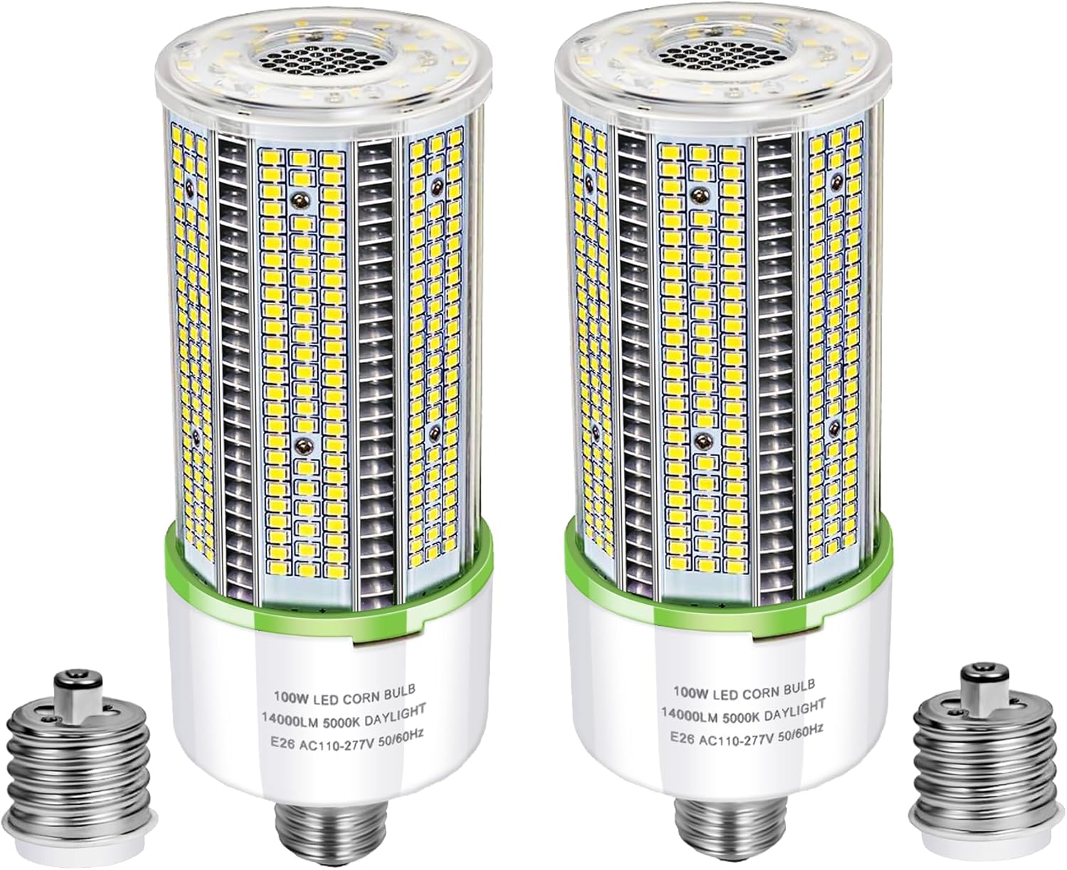 TJBB 2 Pack 100W Led Corn Cob Light Bulb, E26/E39 Base led Bulb (250-400W MH/HPS Replace) Indoor ...