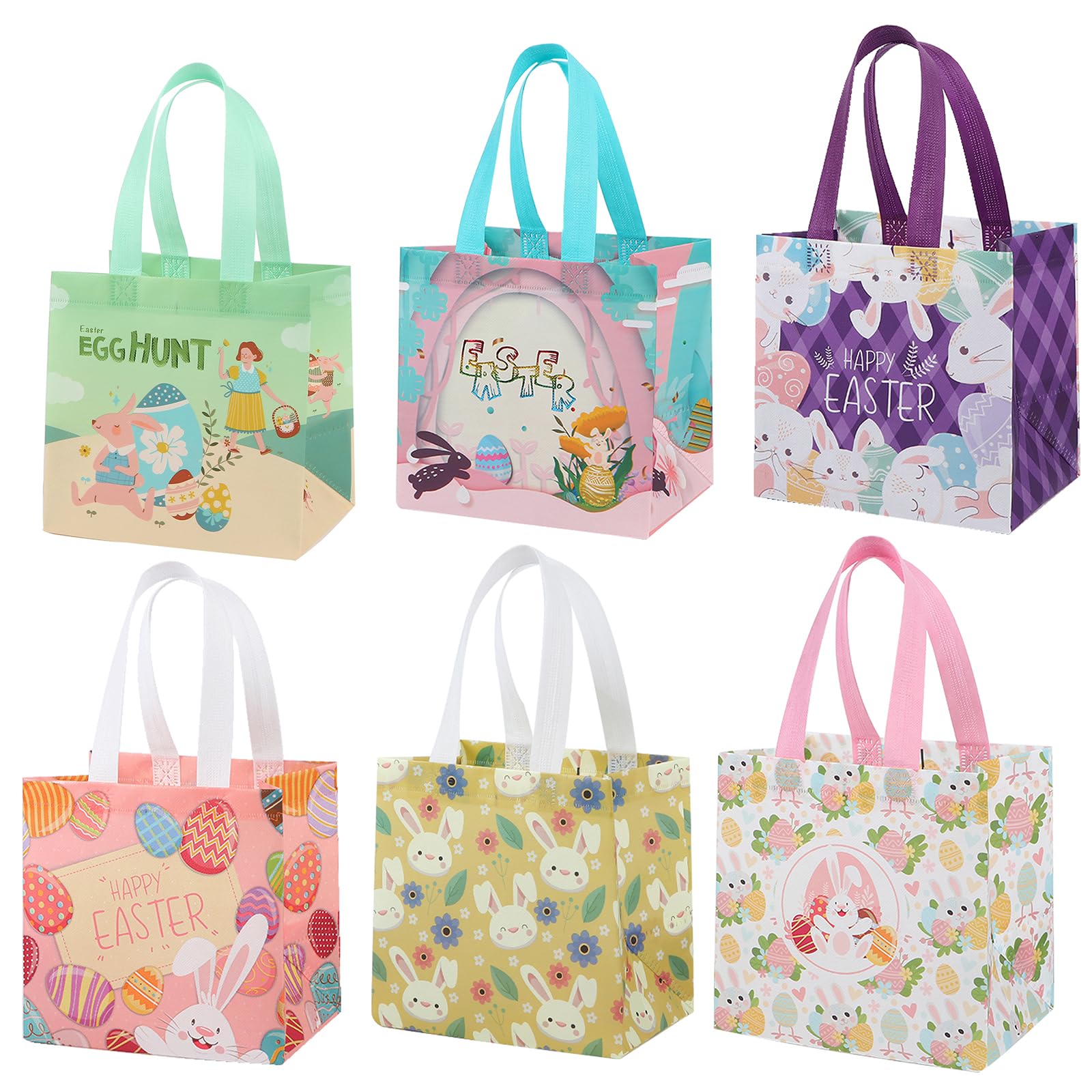 Dimetey 6Pack Easter Gift Bags Reusable Tote Bag With Handle,Bunny ...