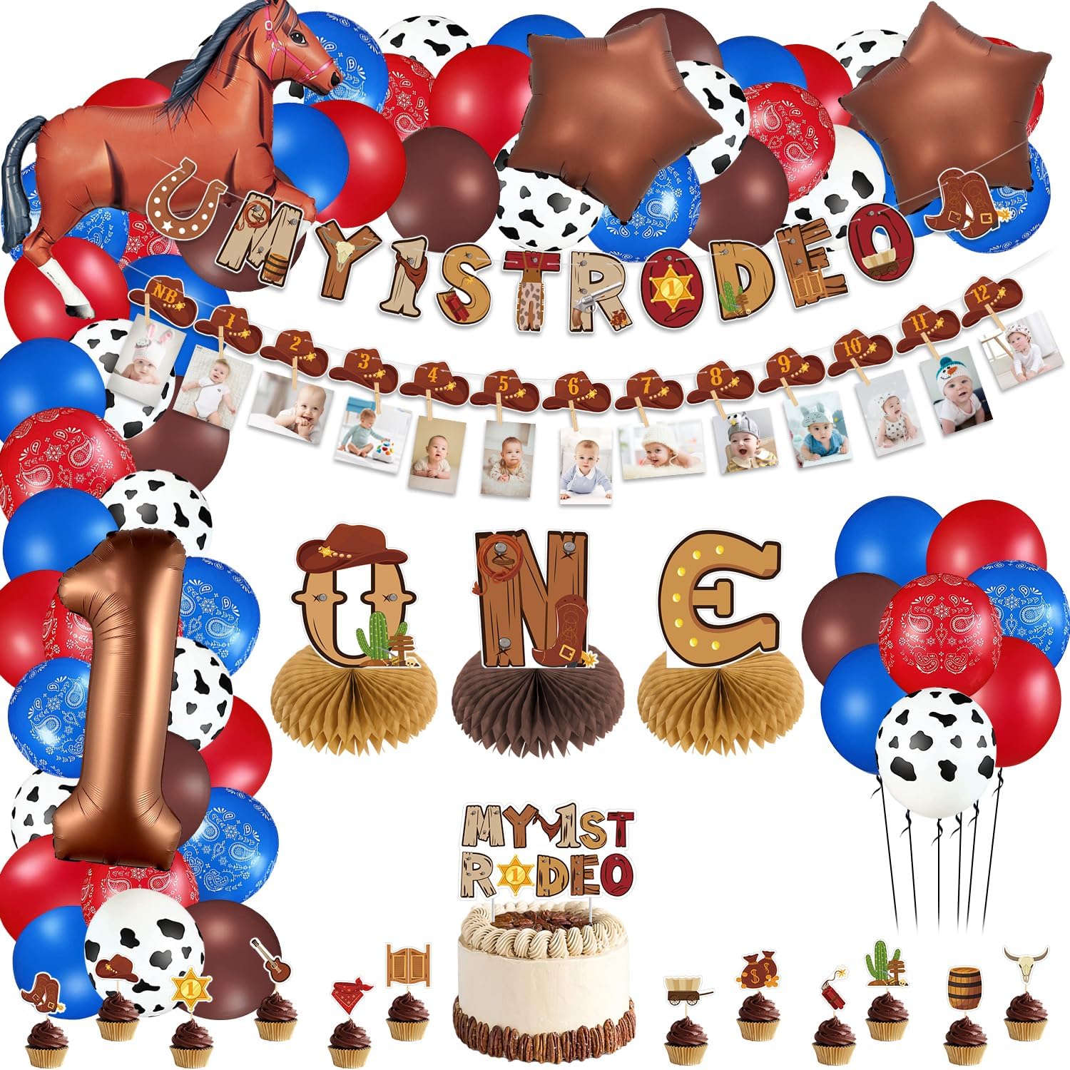 Western 1st Birthday Decorations, Include My First Rodeo Banner ...
