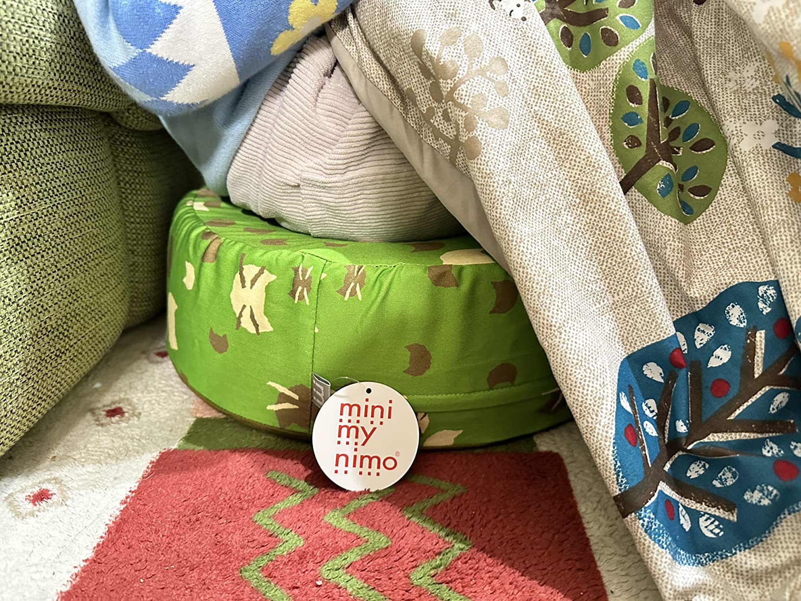 Amazon.co.jp: minimynimo フロアクッション 丸型40 北欧 グリーン ブルー (シリーキャッツ グリーン) : ホーム＆キッチン
