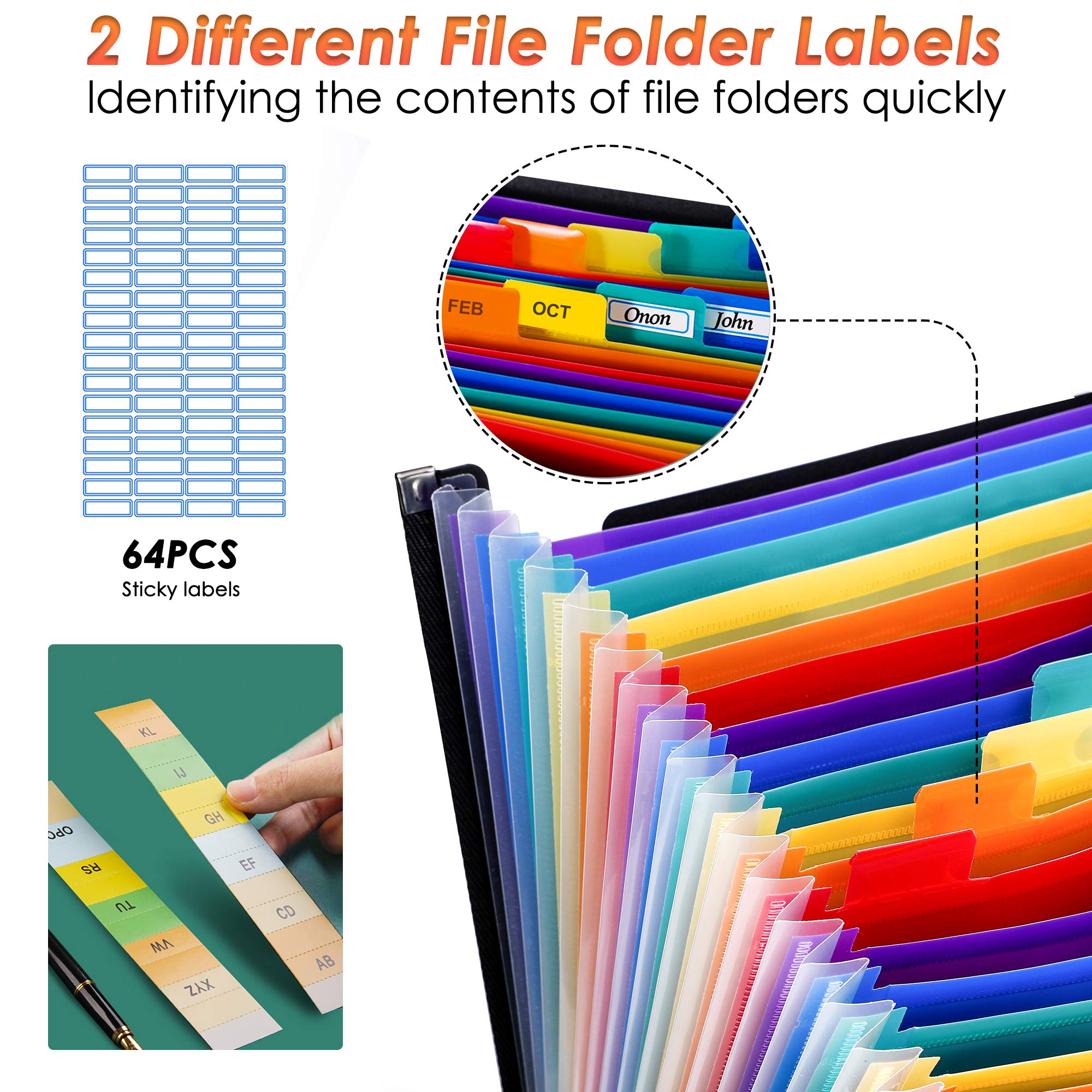 Buy 24 Pockets Accordian File Organizer with Labels,Thick Expanding ...