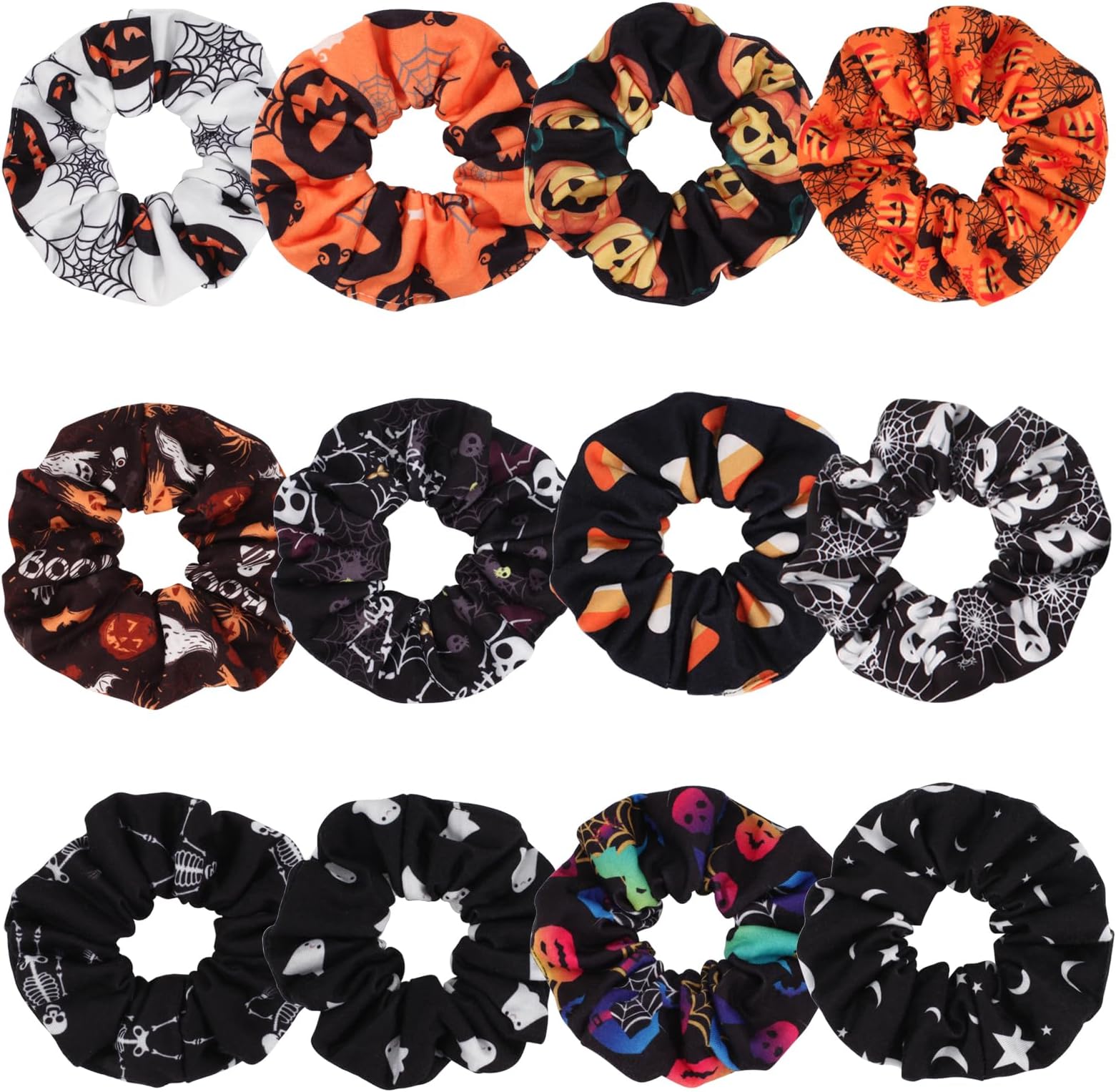 Amazon.com : Halloween Hair Scrunchies BOO Spooky Pumpkin Fall ...