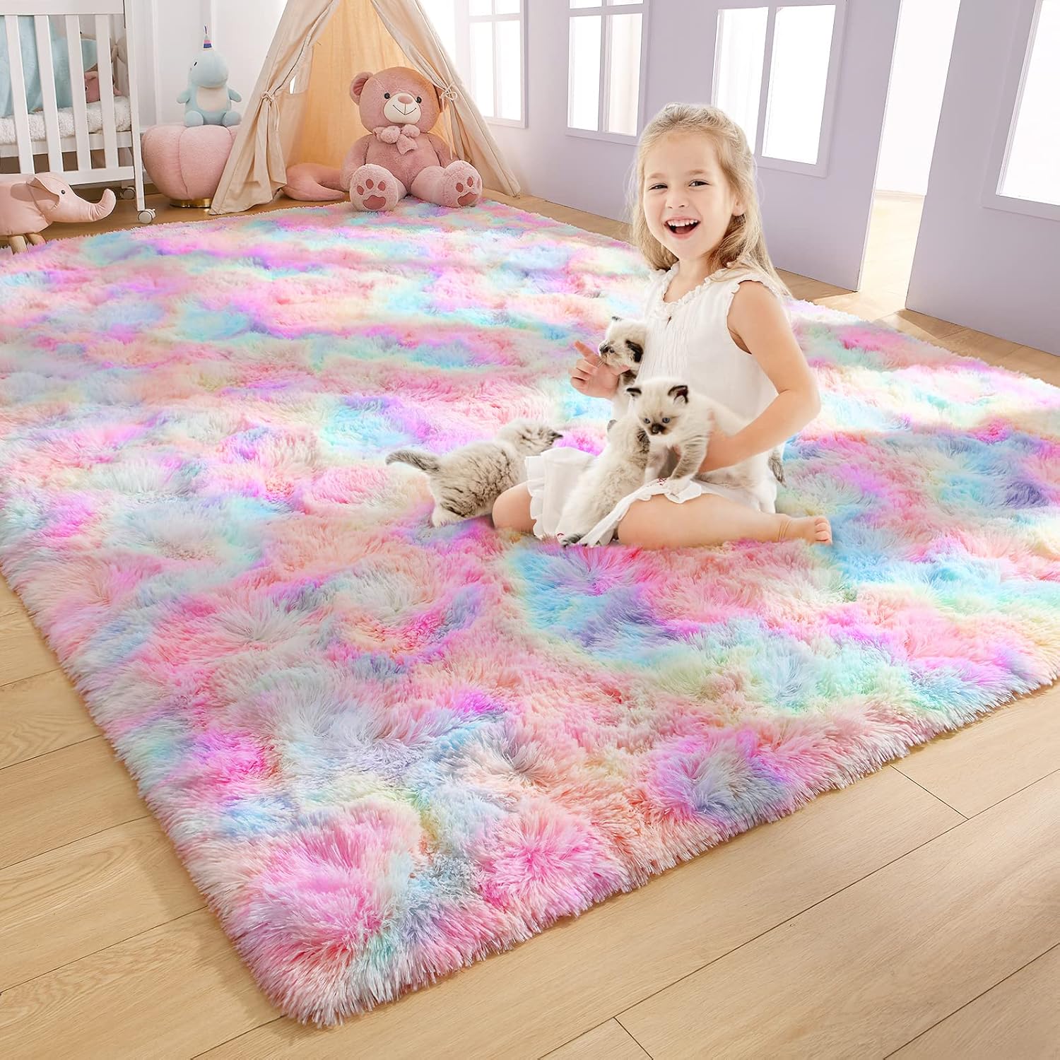 Amazon.com: AROGAN Soft Rainbow Area Rugs for Girls Room 3x5 Feet ...
