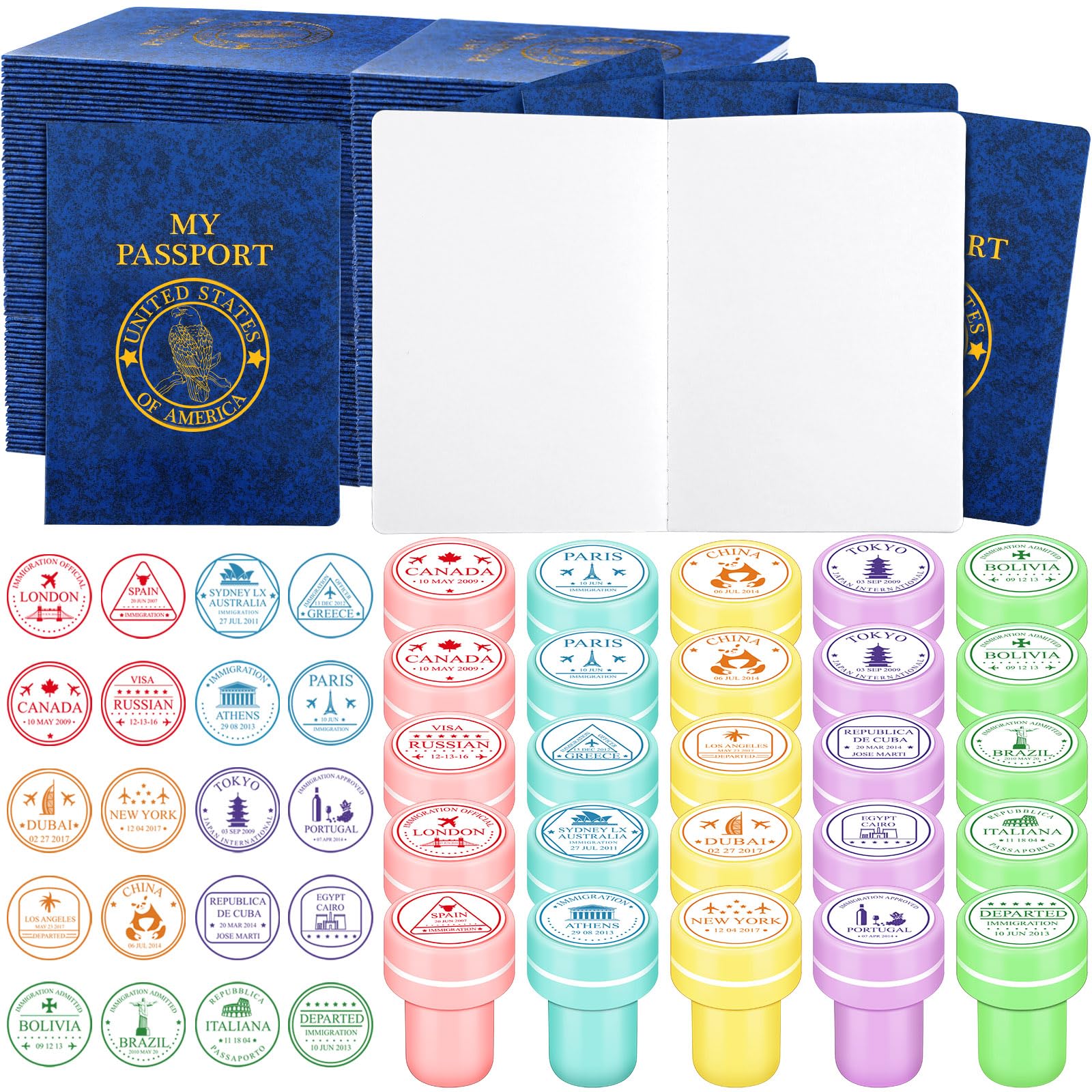 Amazon.com: Leitee Passport Stampers Set for Kids 120 Pack Travel ...