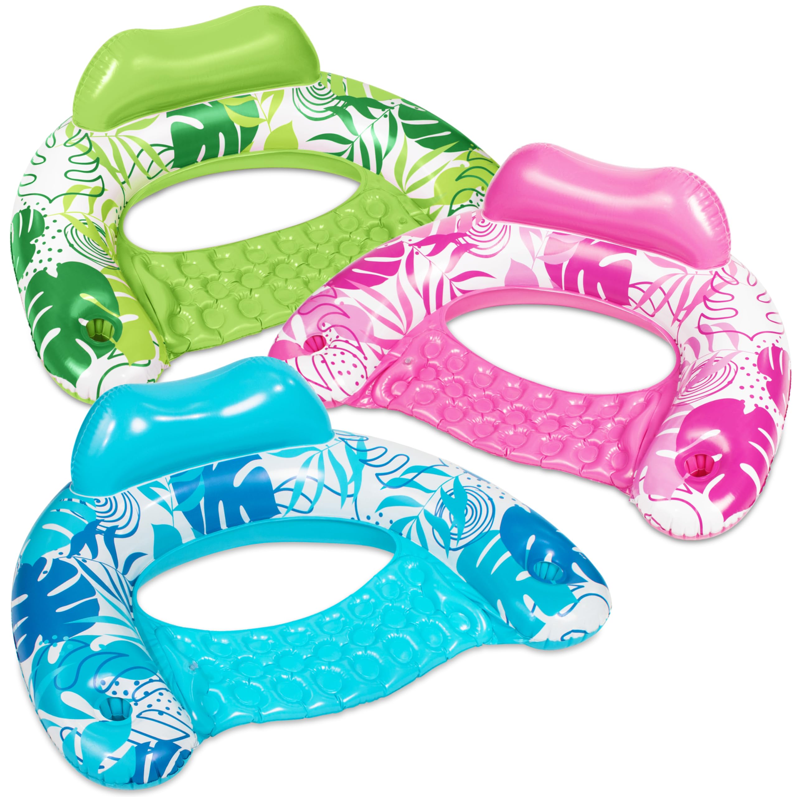 Snapklik.com : Sloosh Inflatable Pool Floats Adult, 3 Pack Pool Chairs