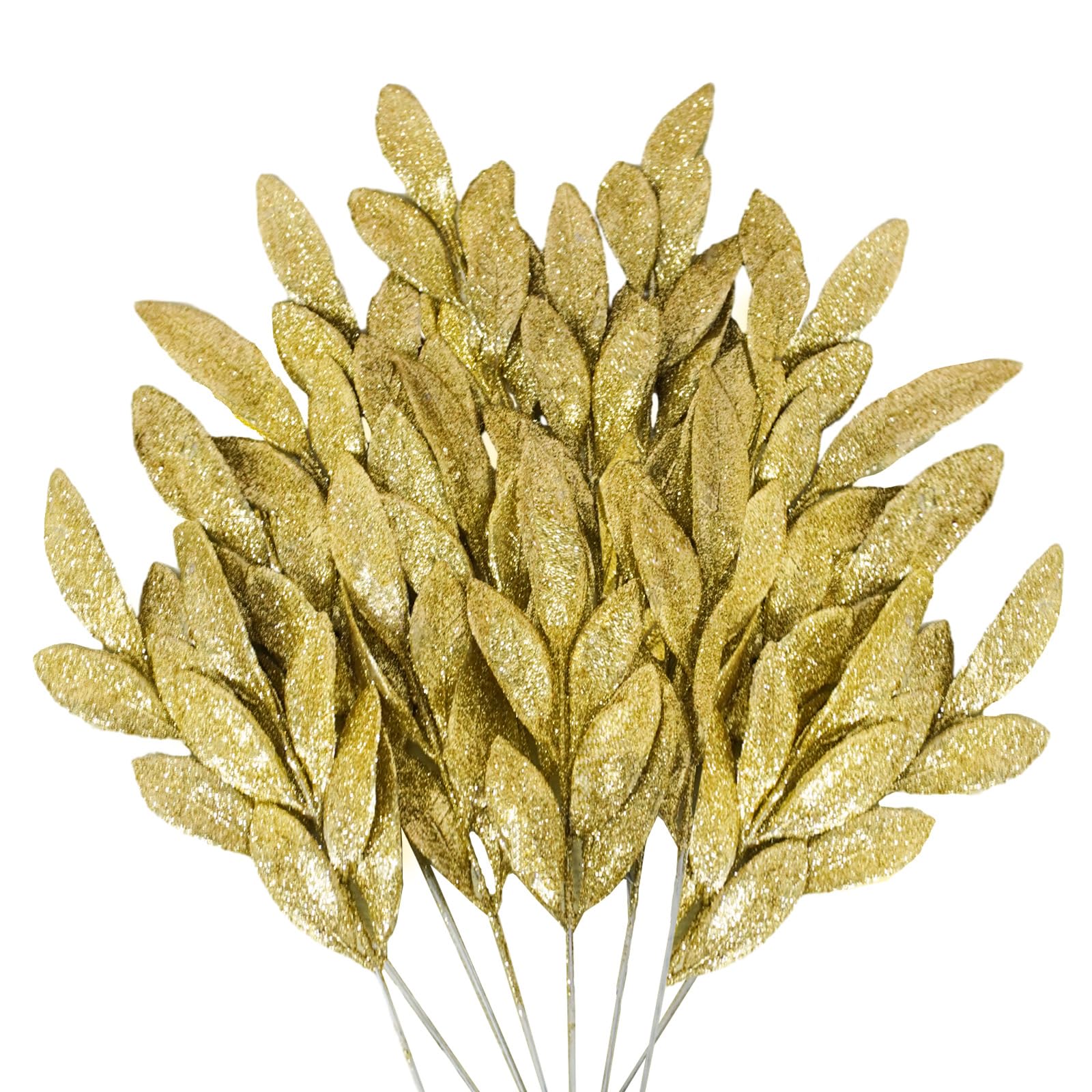 Amazon.com: Ruidazon 24 Pcs Artificial Glitter Gold Leaves,13 ...