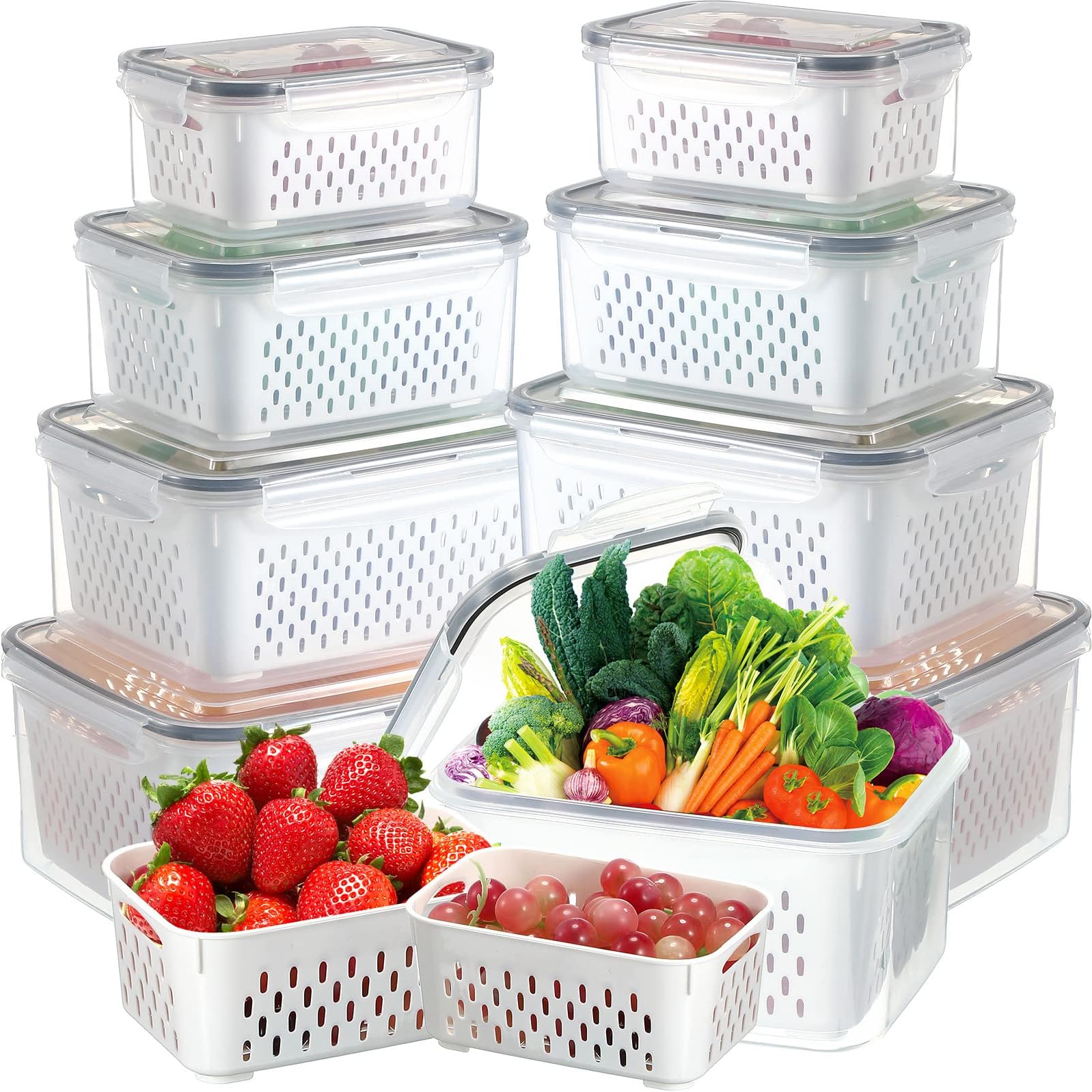 Amazon.com: TBMAXS 5 Pack Fruit Storage Containers for Fridge, Produce ...