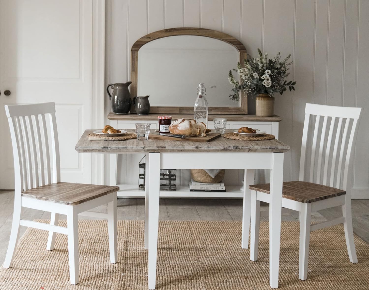 Florence square extended table (75-110cm). White extending kitchen ...