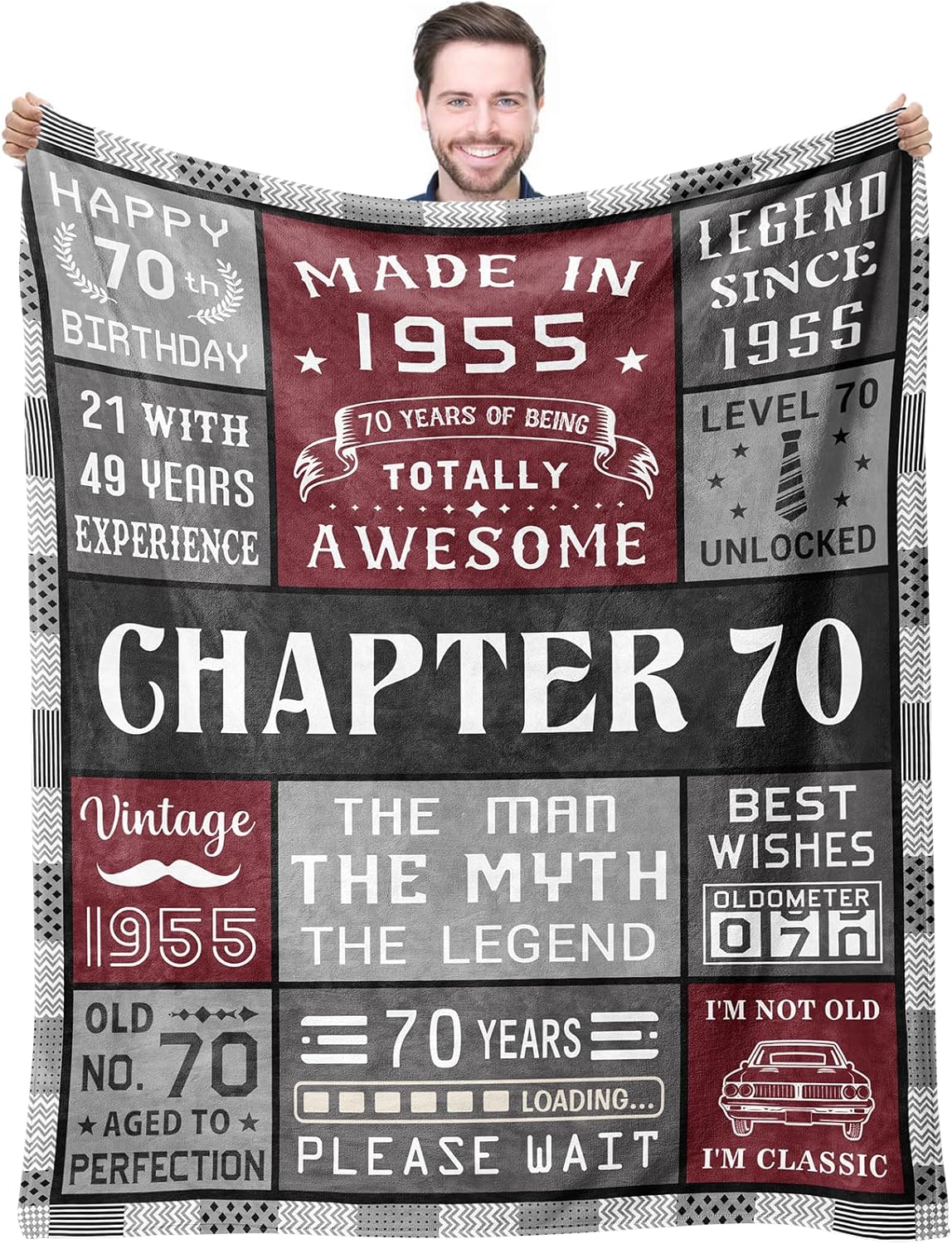 Amazon.com: Joyloce 70th Birthday Gifts For Men Blanket 50*60, Happy ...