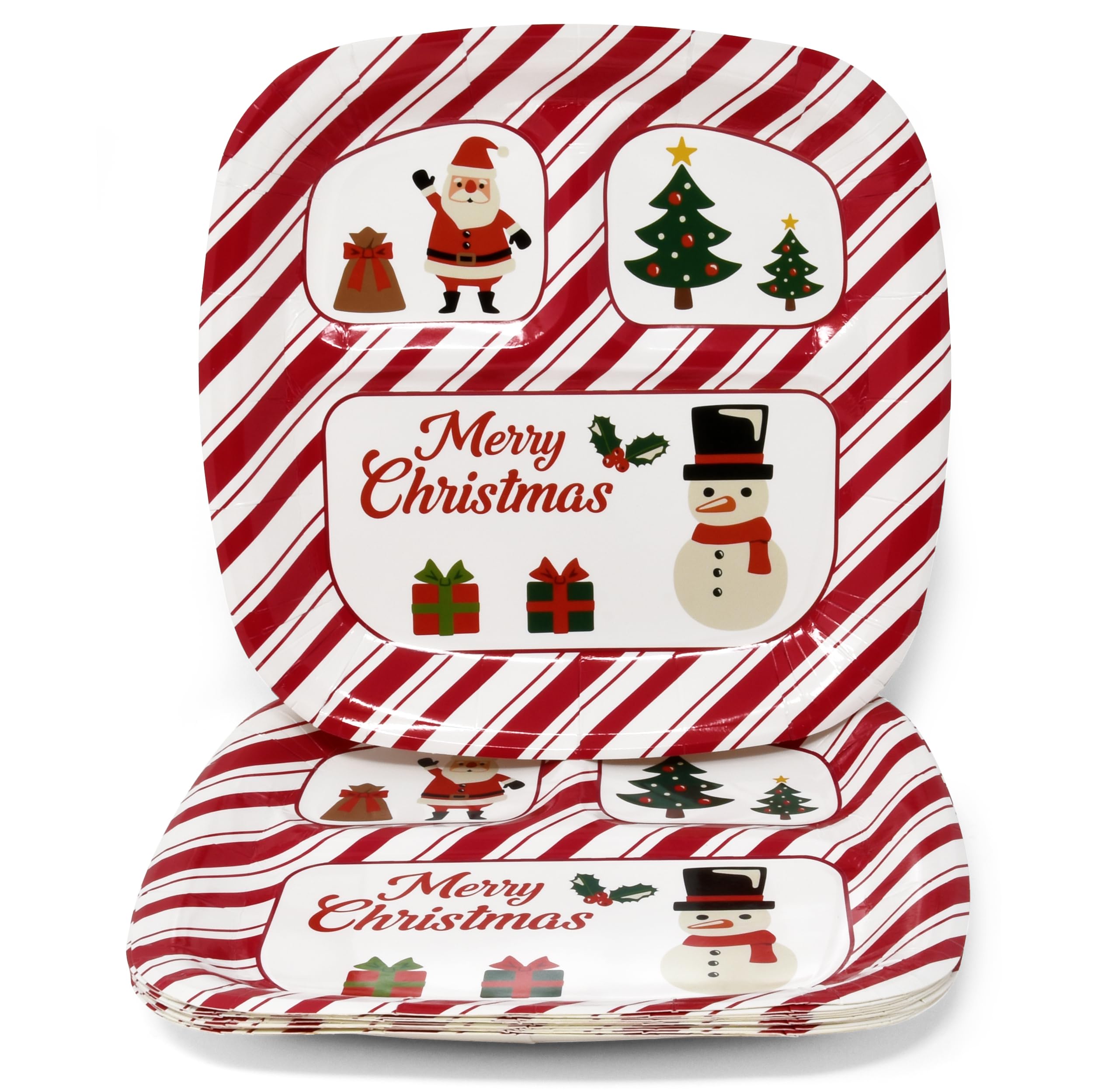 Amazon.com: Gift Boutique 24 Pack Merry Christmas Divided Dinner Plate ...