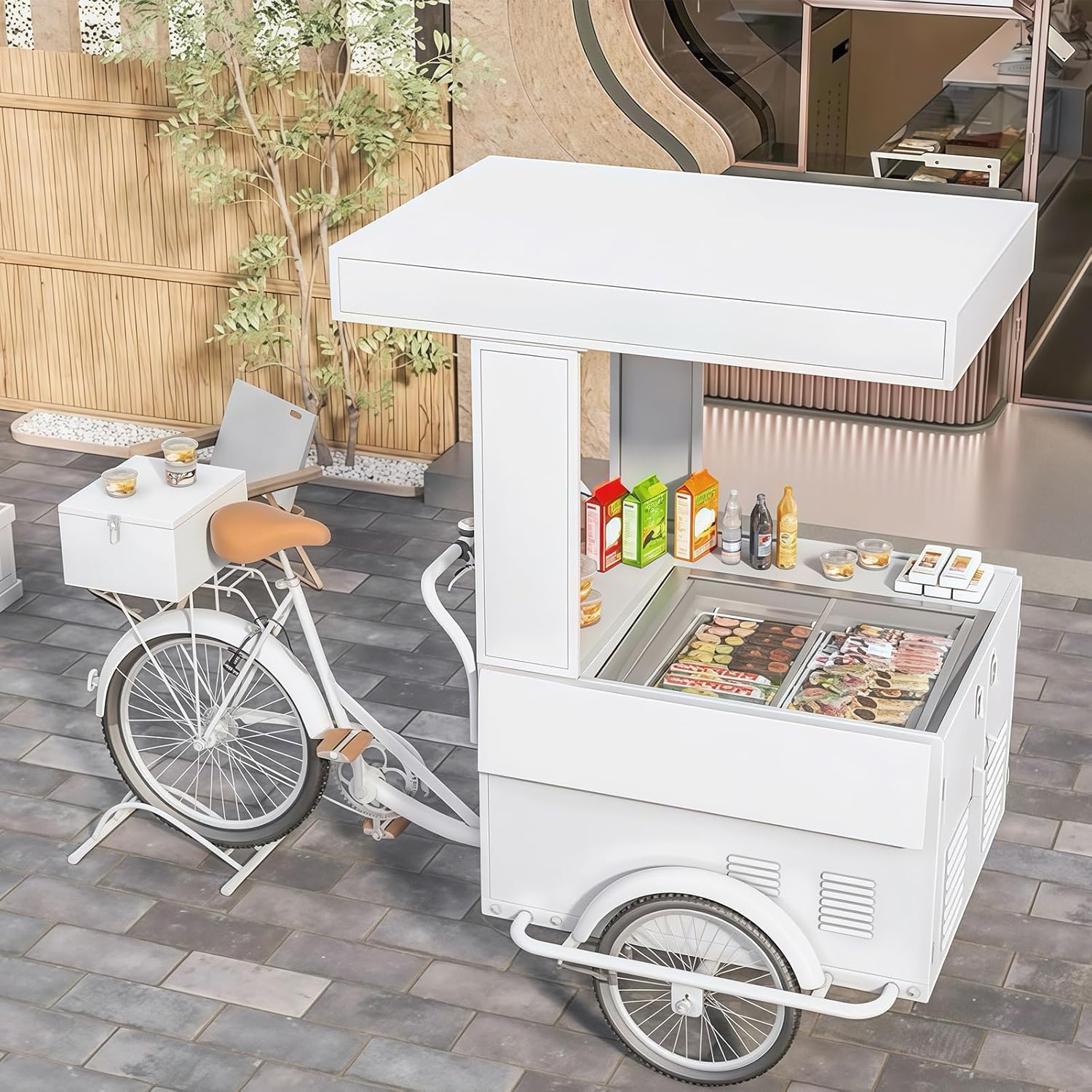 Amazon.com: RNQZ Tricycle Ice Cream Freezer Cart, Large Capacity Pedal ...