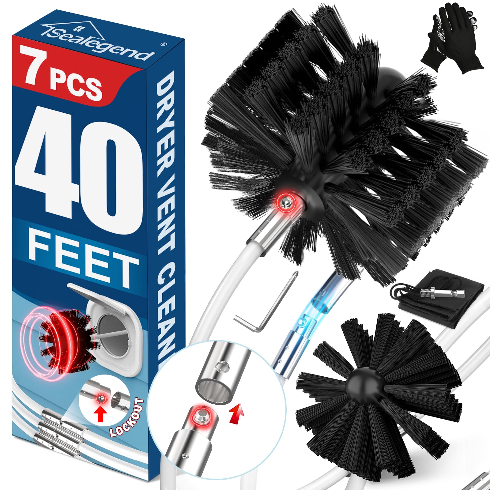 Snapklik.com : Sealegend 40 Feet Dryer Vent Cleaner Kit, Lint Remover ...
