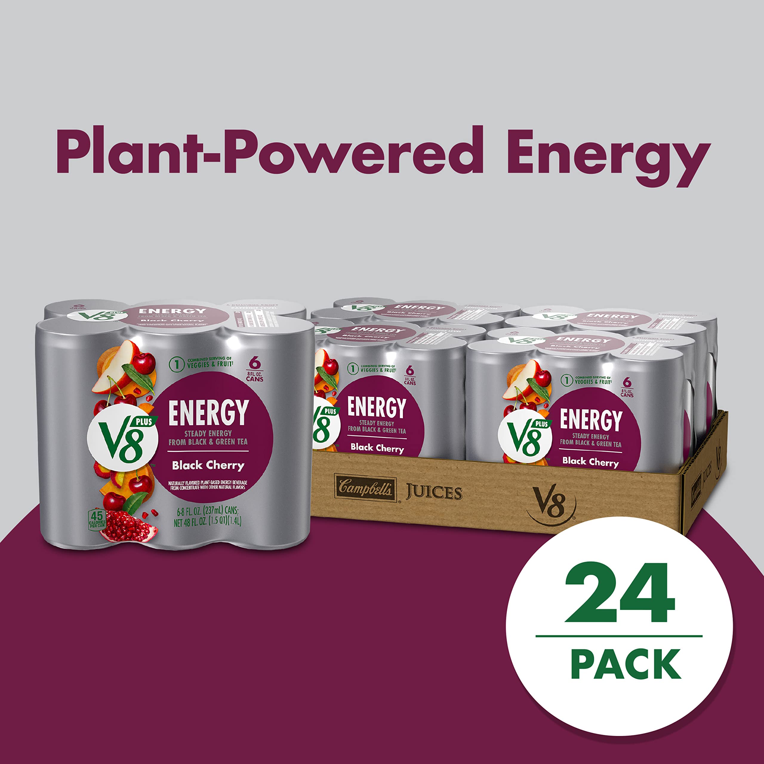 V8 Vegetable Juice V8 SPARKLING ENERGY Black Cherry Energy Drink, Made ...